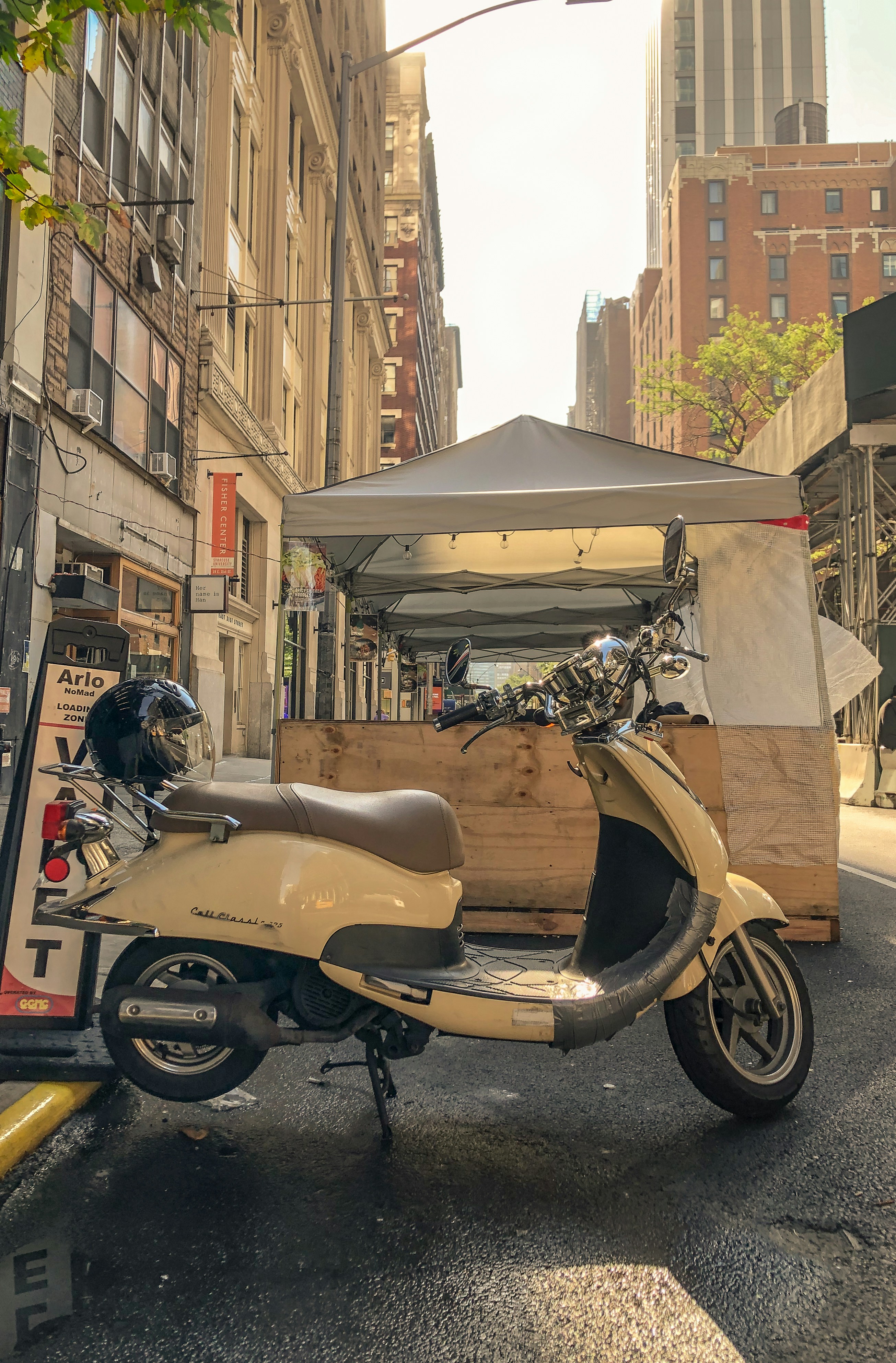 A scooter parked on the side of the road photo – Free Newyork city ...