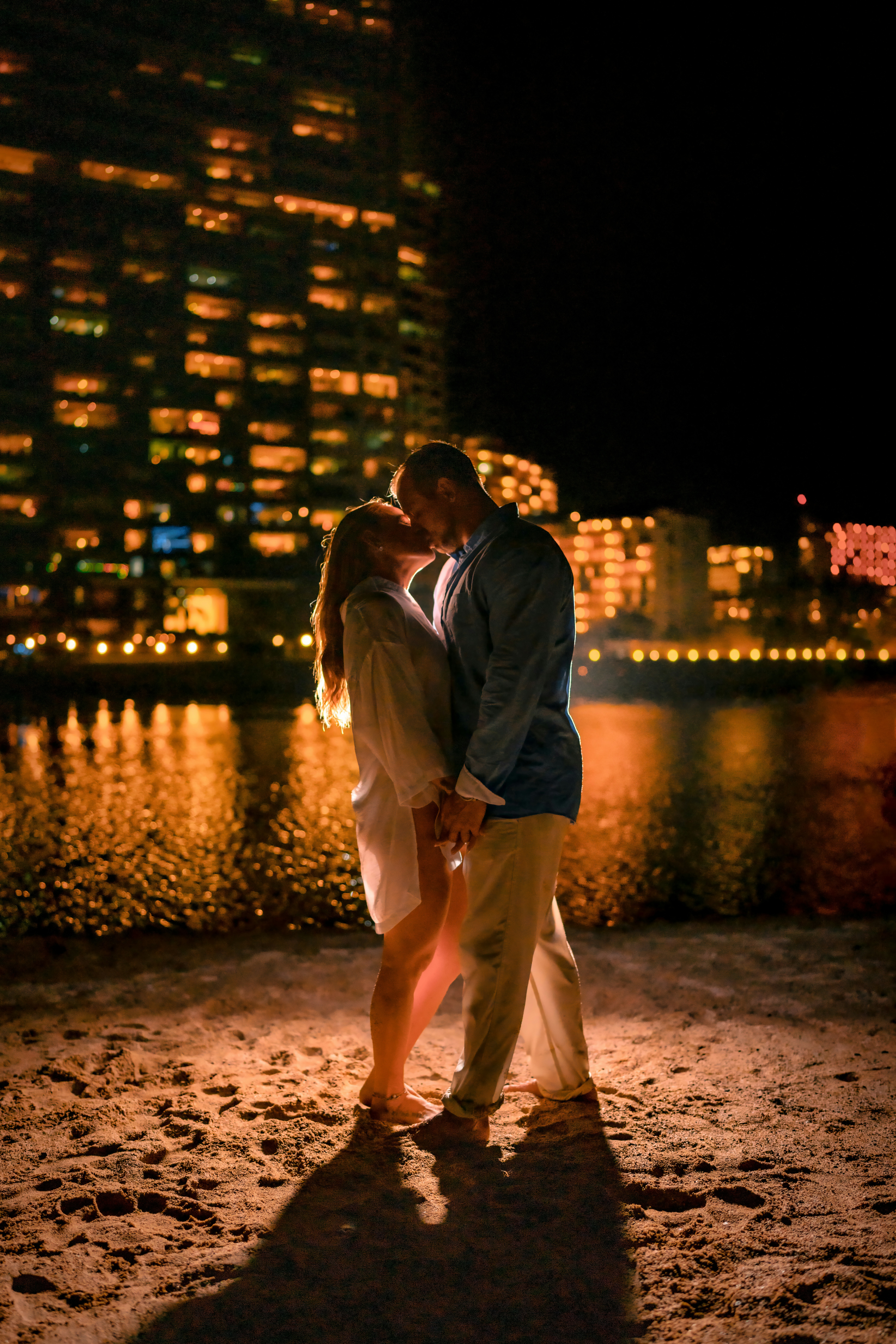 Midnight Embrace by the Waterfront