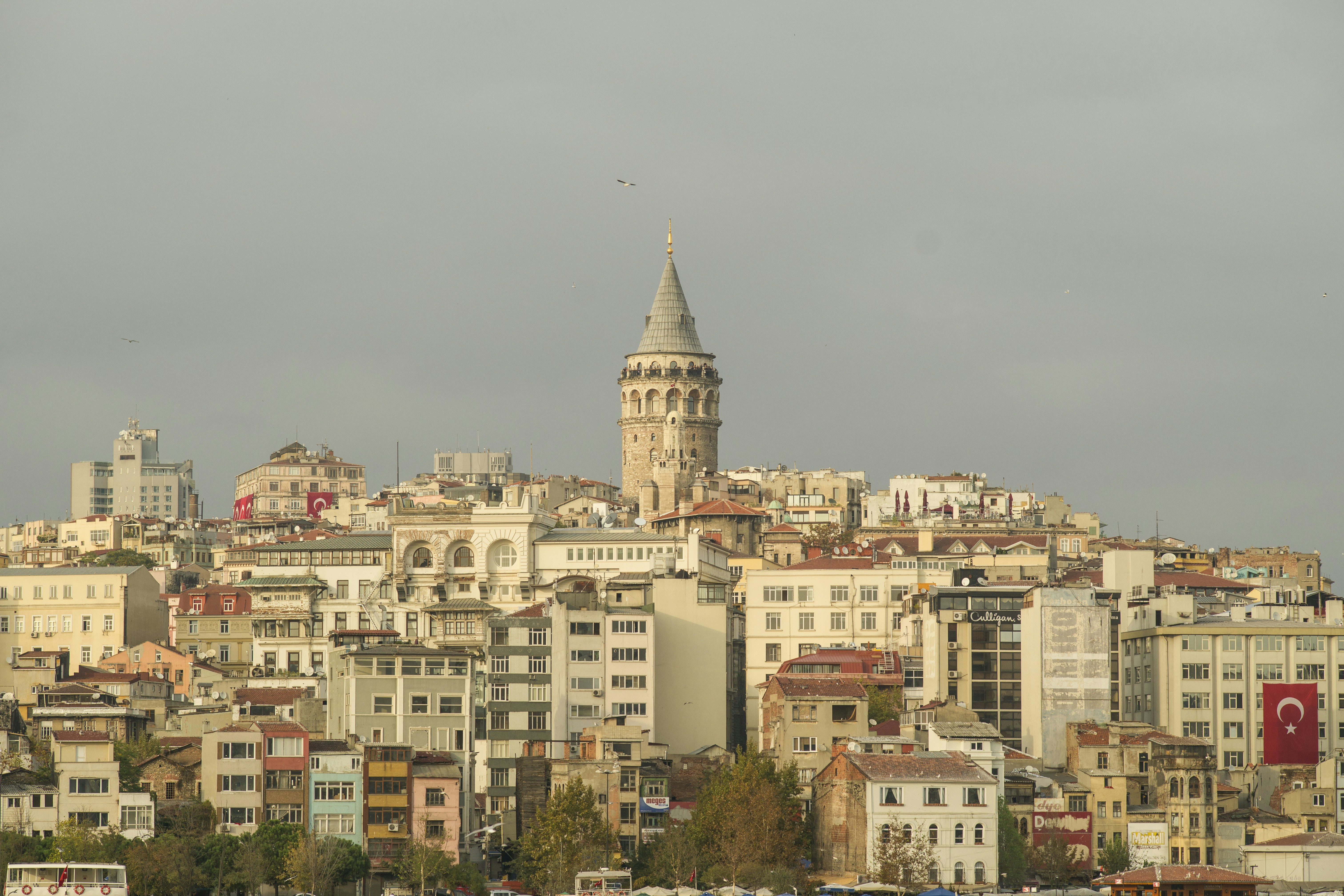 Galata Tower Over Istanbul: A Morning Skyline Embraced by Pastel Facades