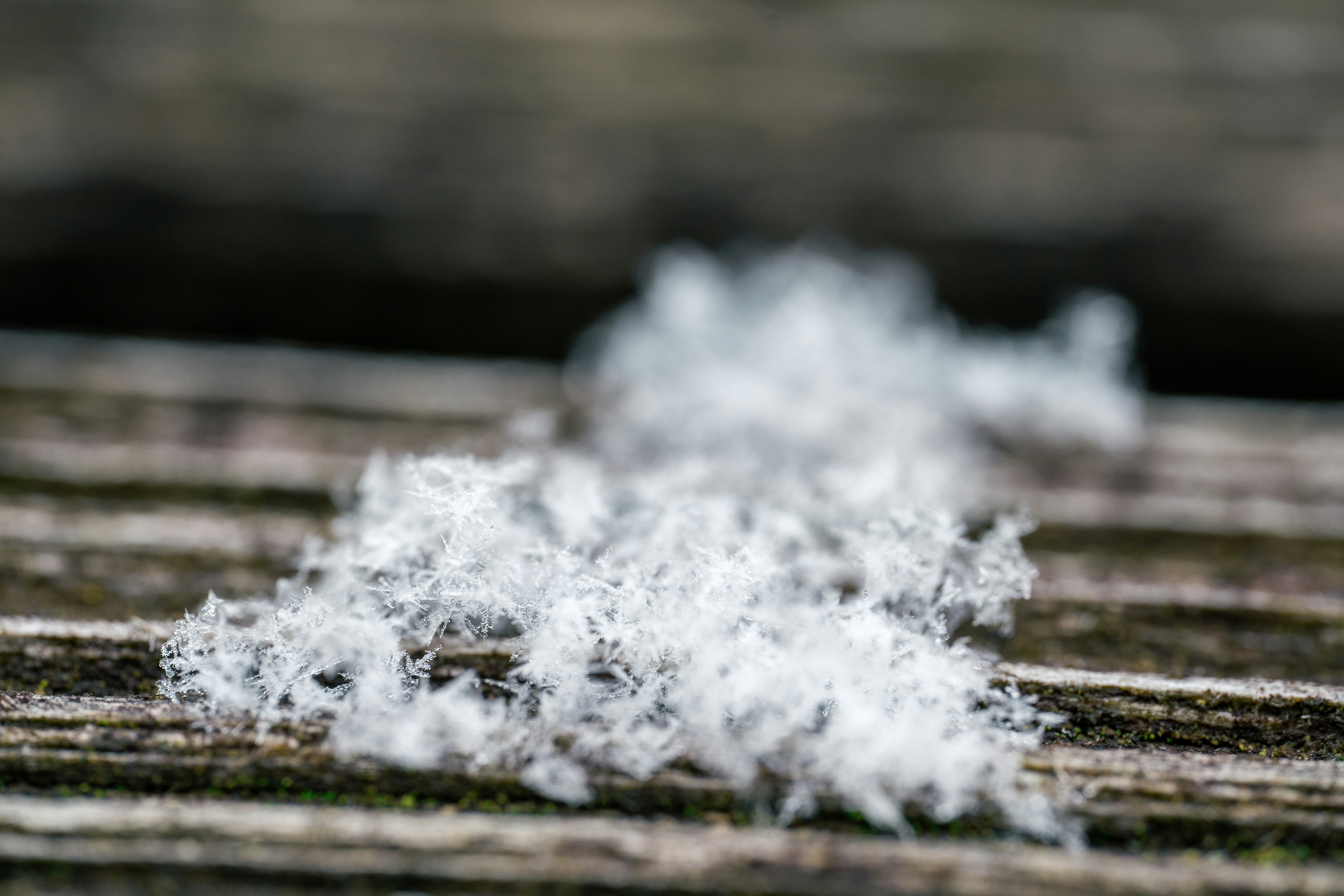 a close up of a white substance on a wooden surface
