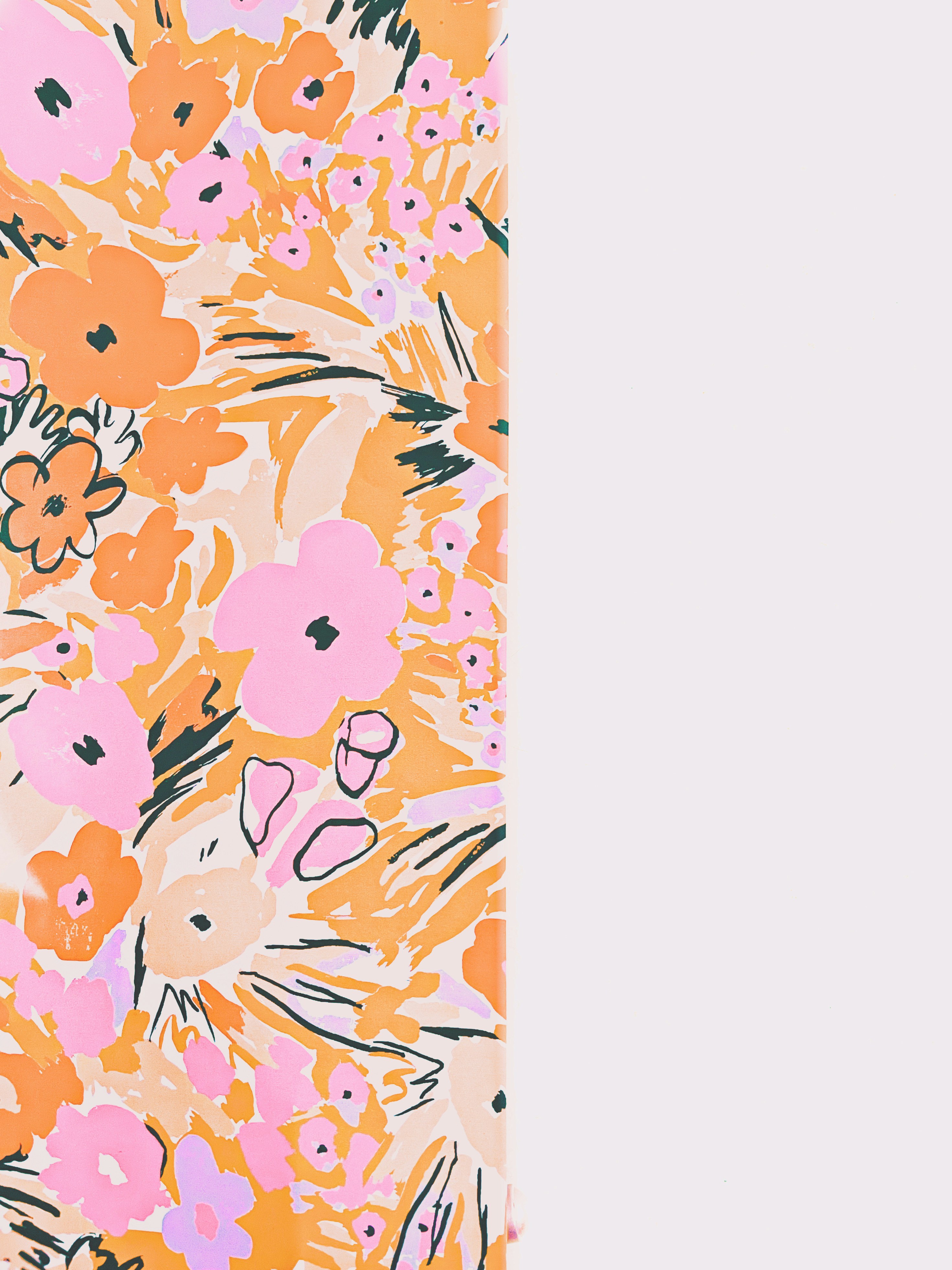 Floral Mosaic: Bold blossoms on a lavender canvas