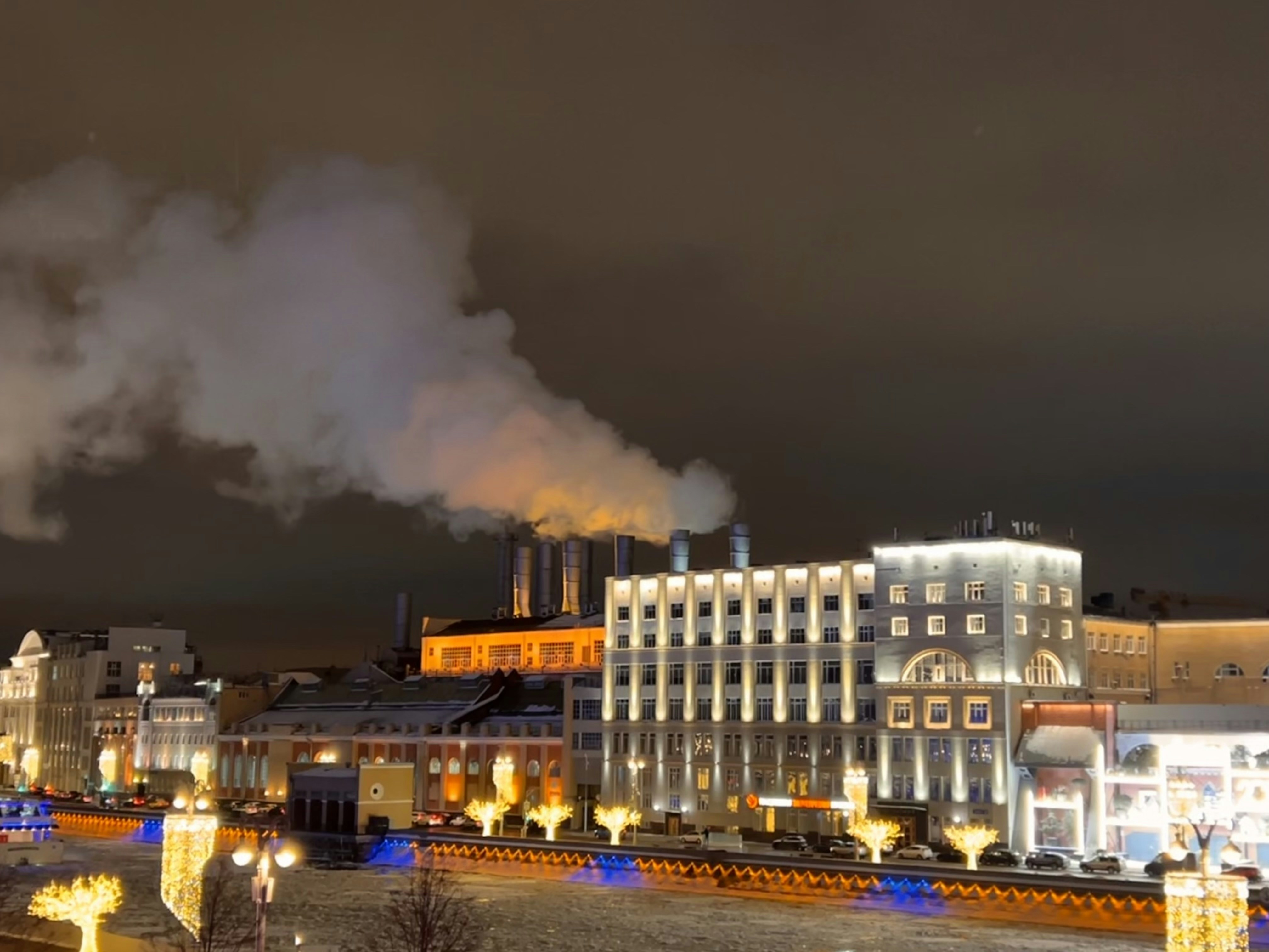 Nightfront on the Riverfront: Steam and Neon over the Grand Facade