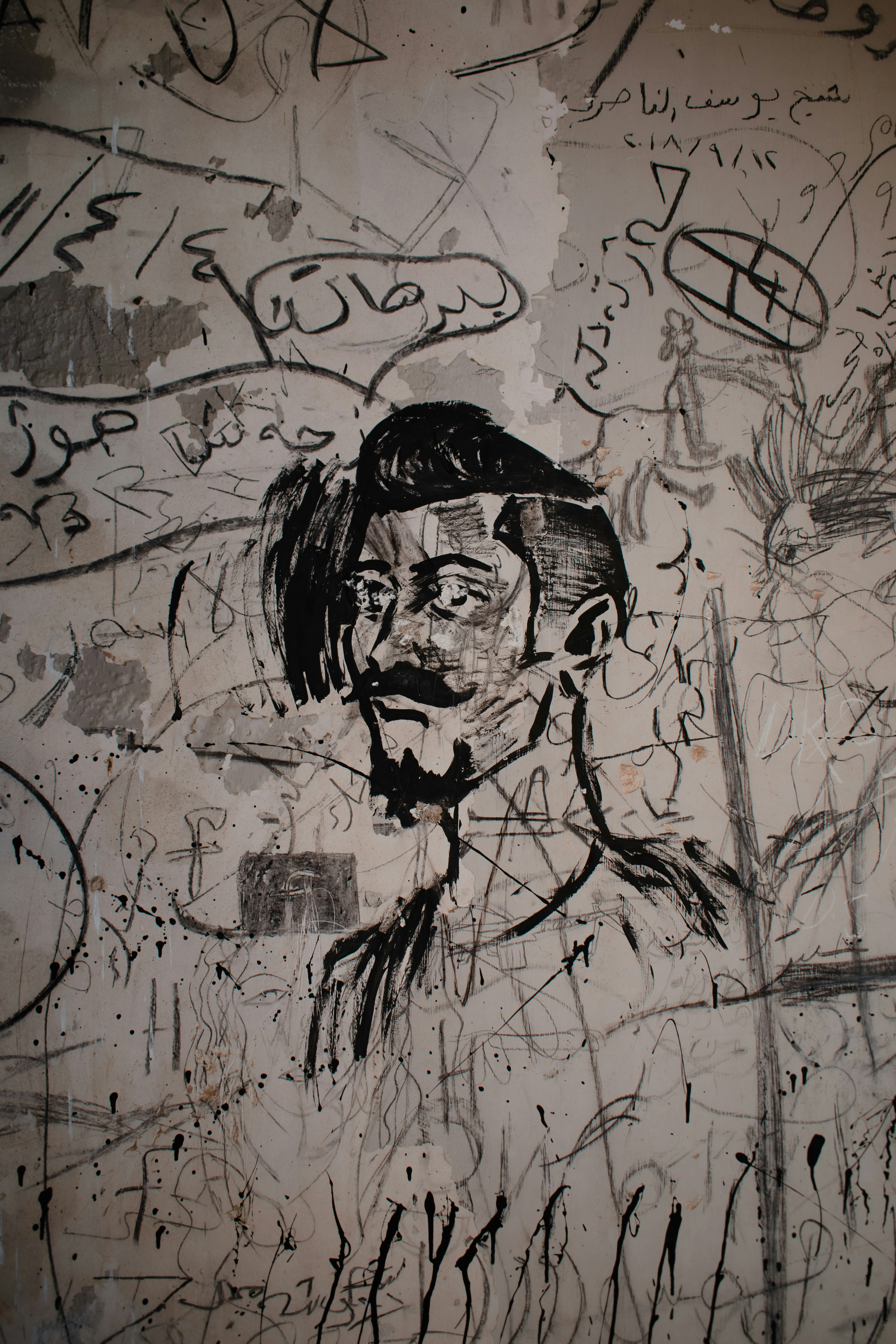 A drawing of a man's face on a wall photo – Free Sarsing Image on Unsplash