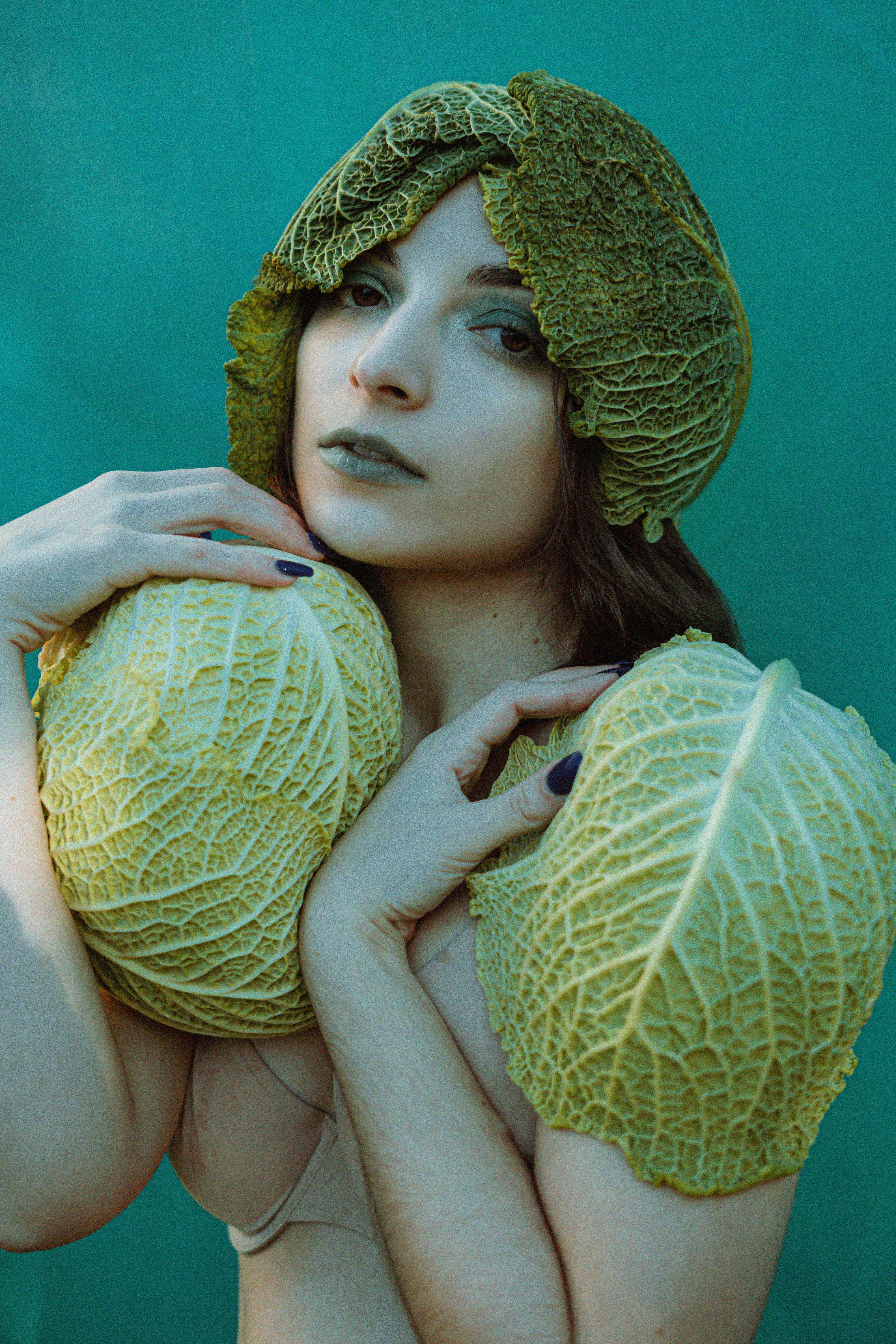 Leaves of Veil: A Portrait Adorned in Squash