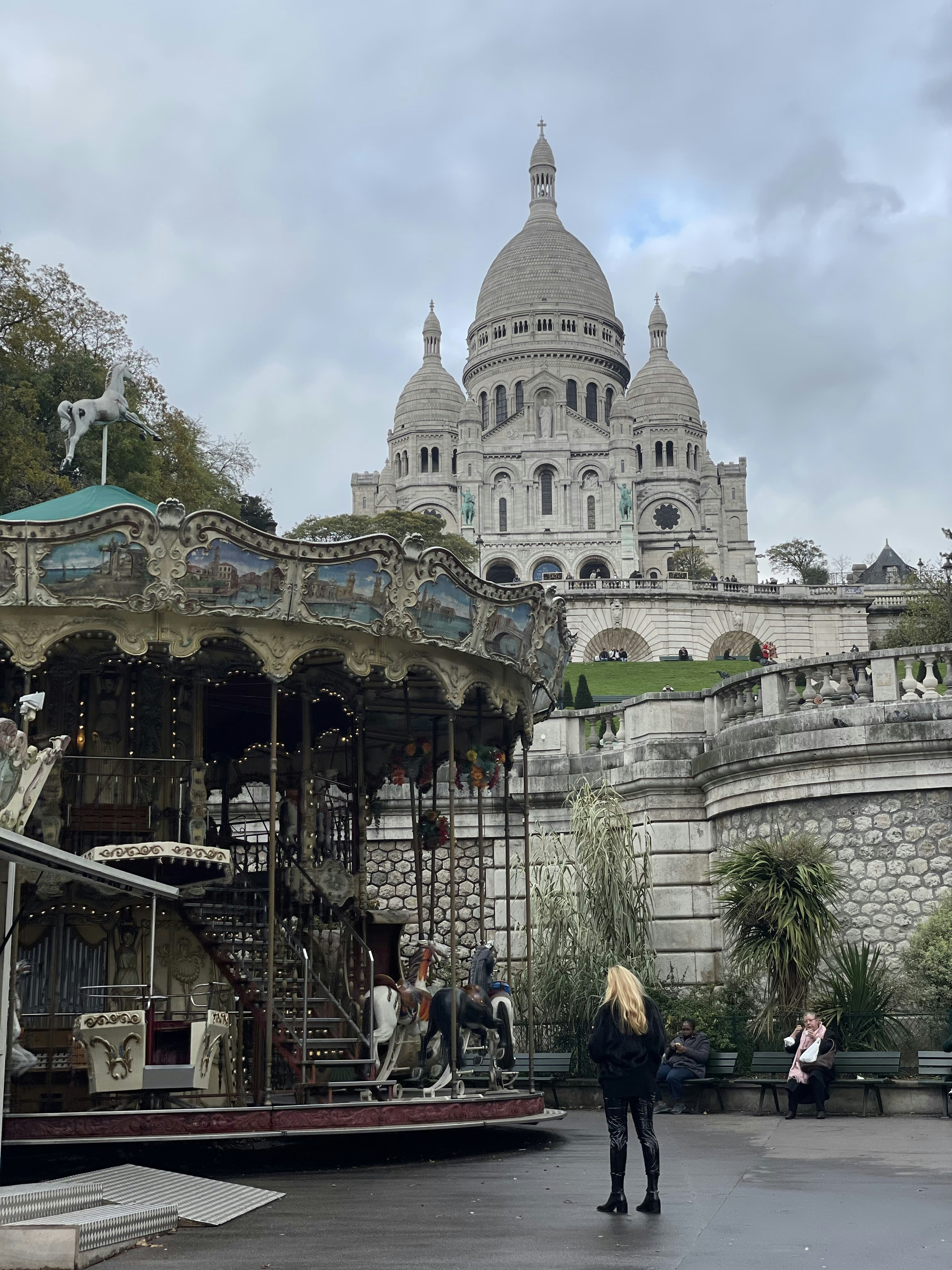 Spire and Carousel: Montmartre's Sacré-Cœur Overlook