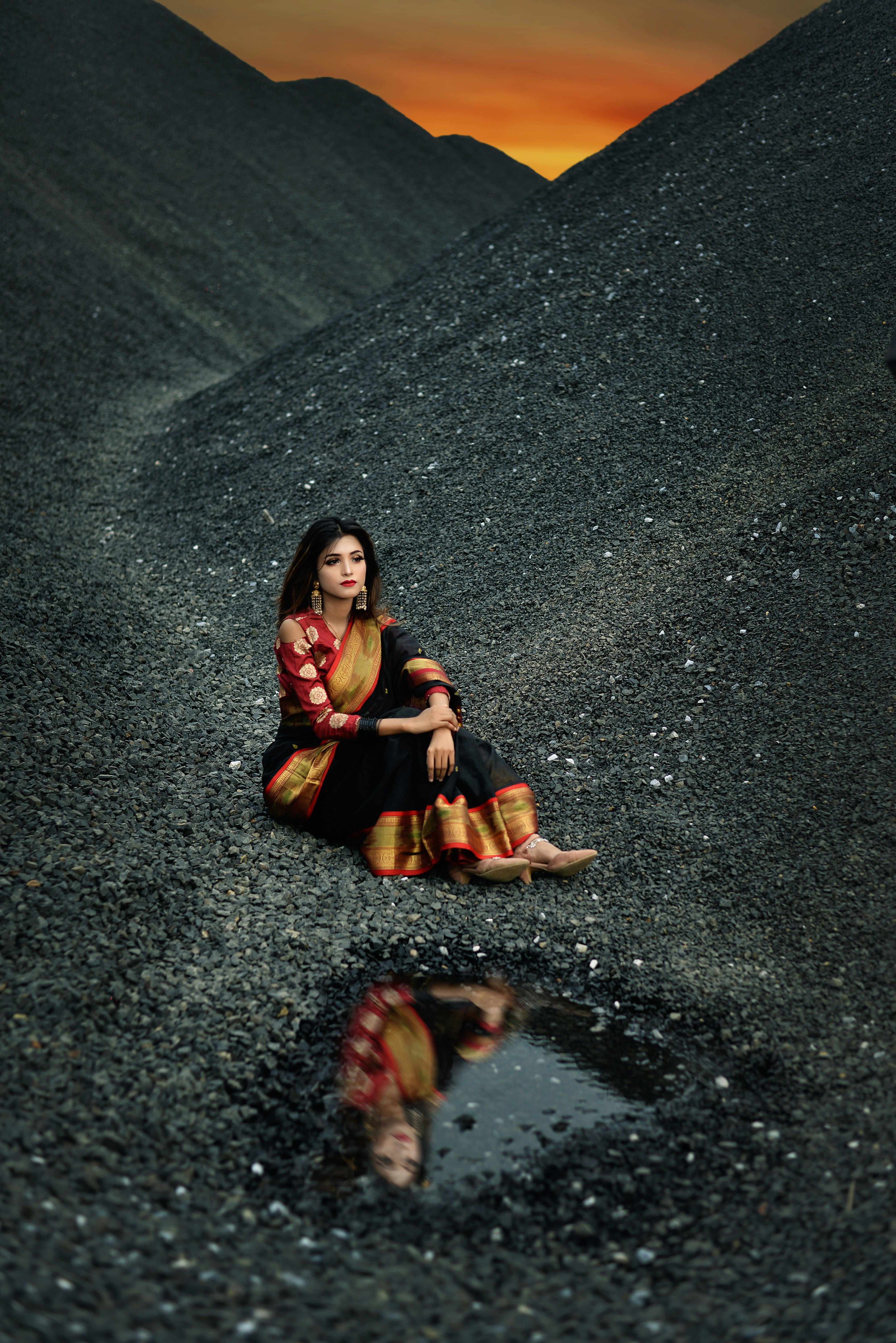 Ruby Threads in a Pebble Field: Portrait at Sunset