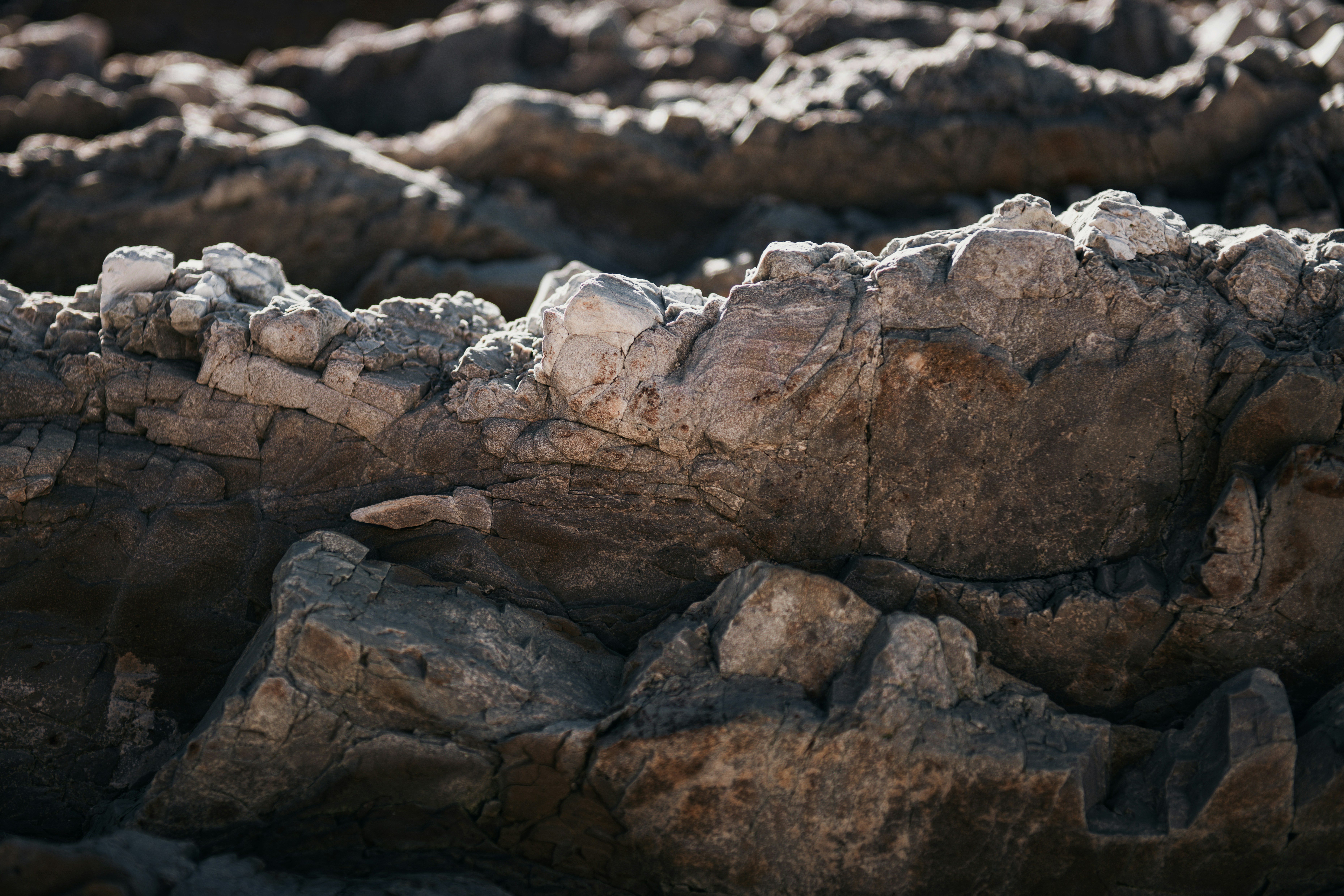 Intricate textures of weathered rock formations reveal the passage of time and natural artistry.