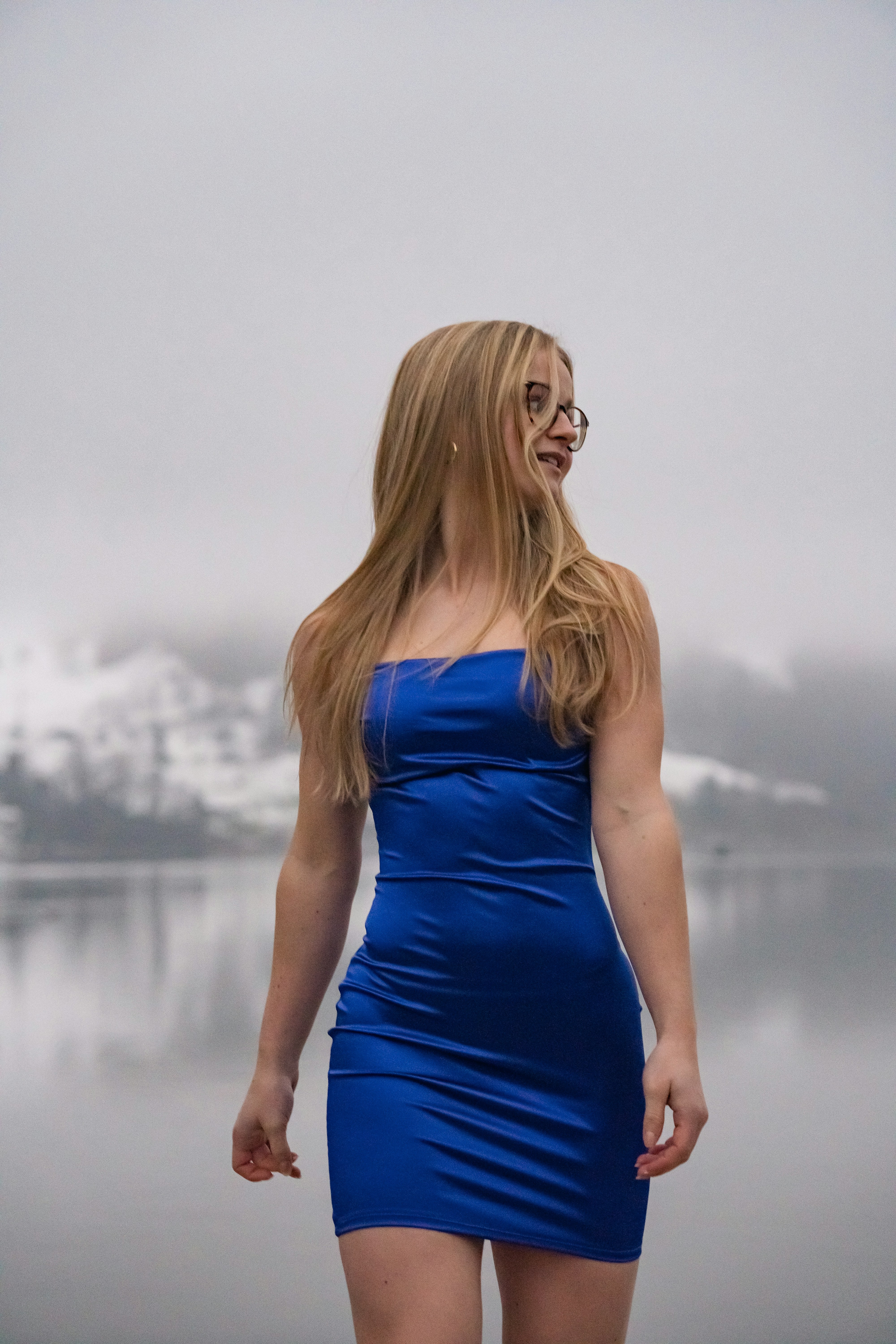 Azure Elegance at the Frosted Lakeside