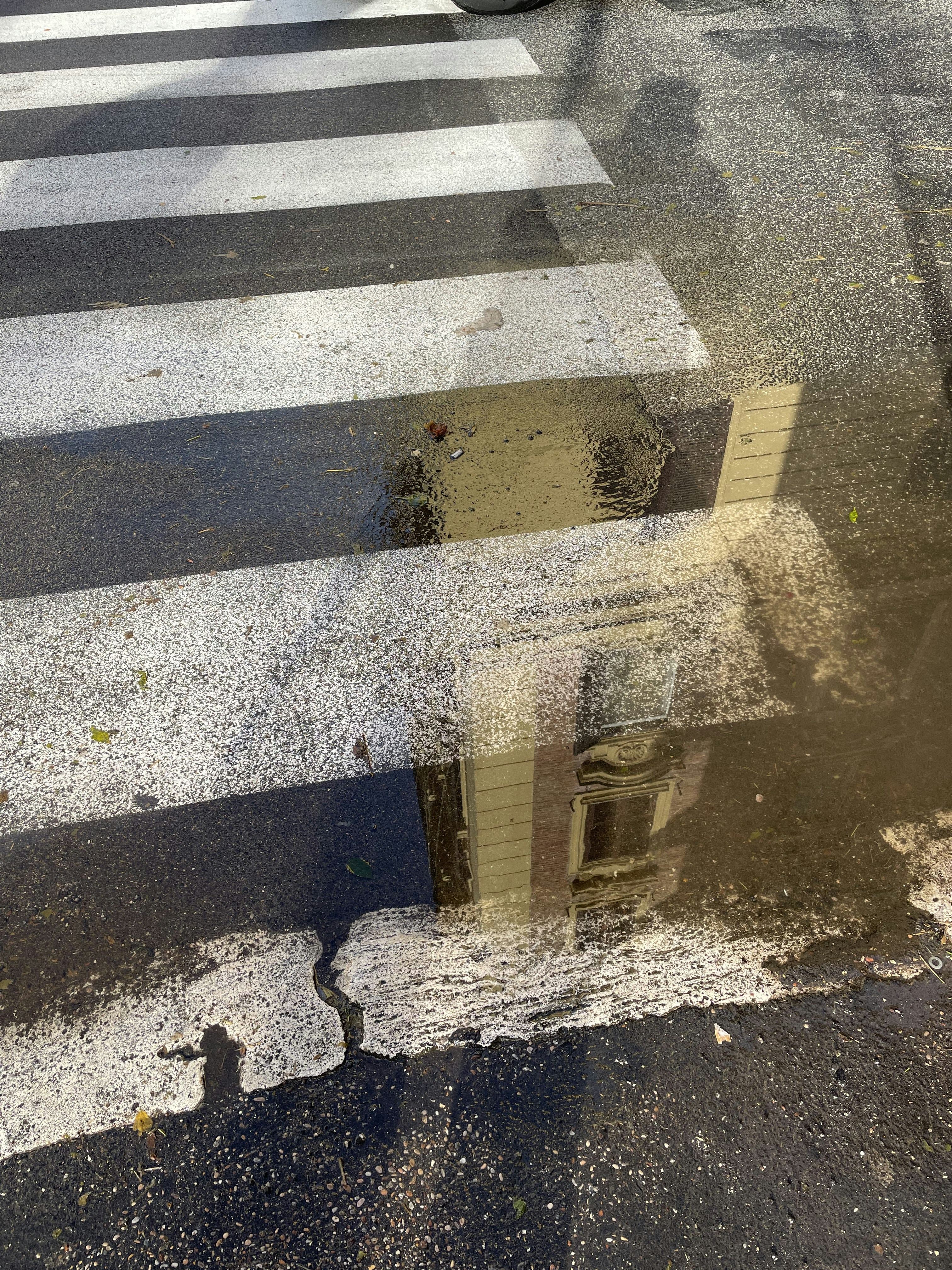 A reflection of a fire hydrant in a puddle of water photo – Free Tarmac ...