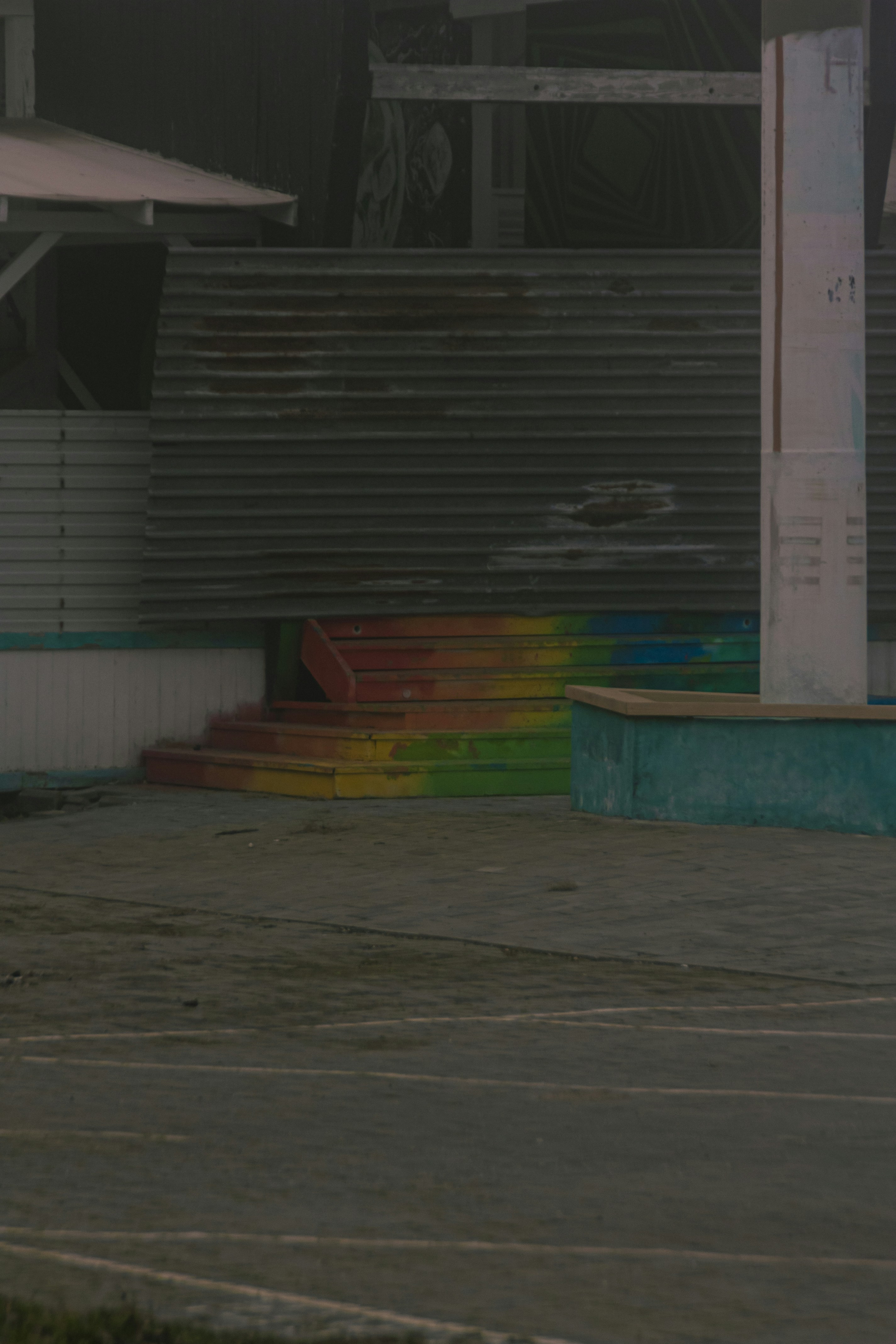 Colorful Steps at Closed Arcade
