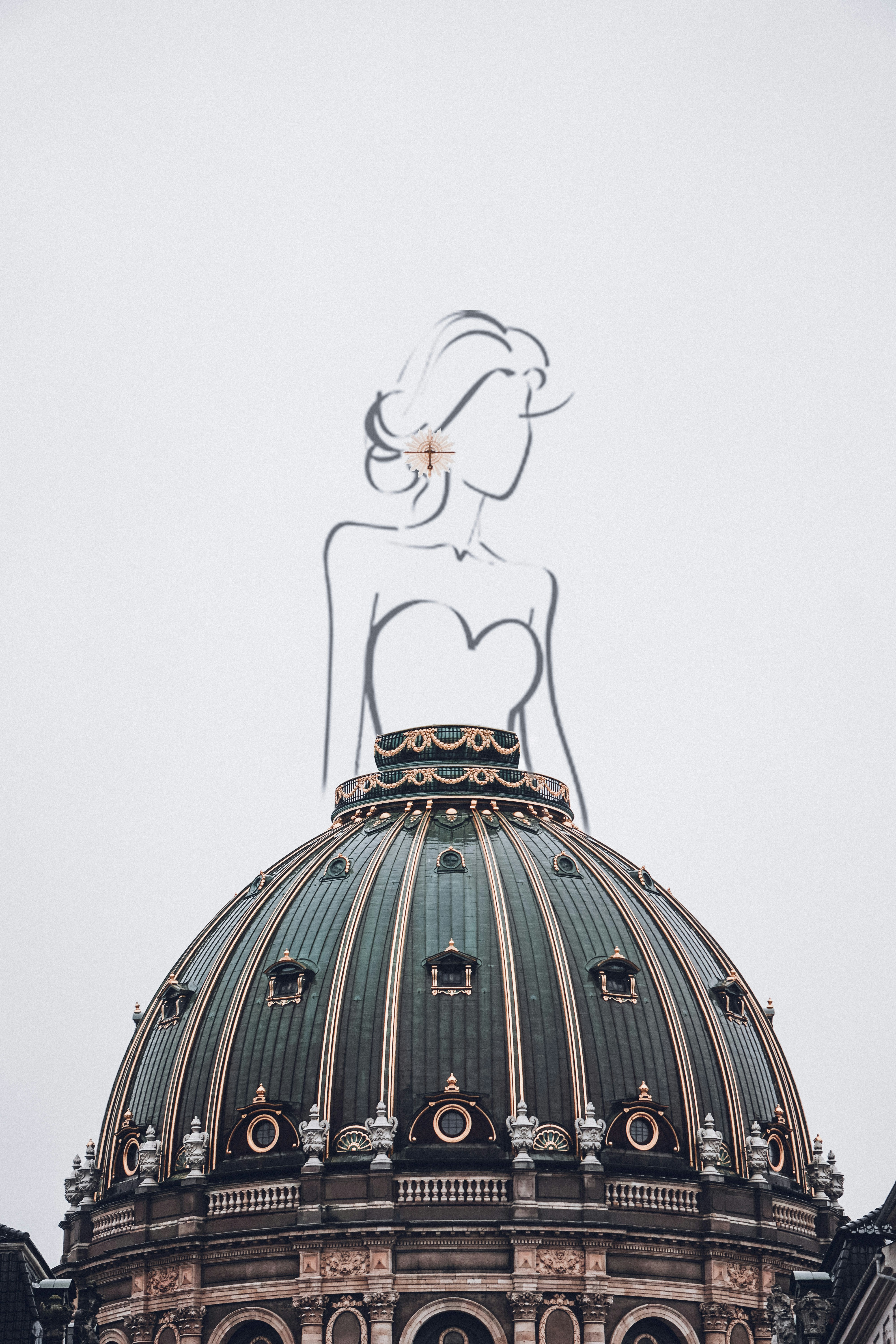 The Maiden on the Dome: a Minimal Silhouette Over a Grand Roof