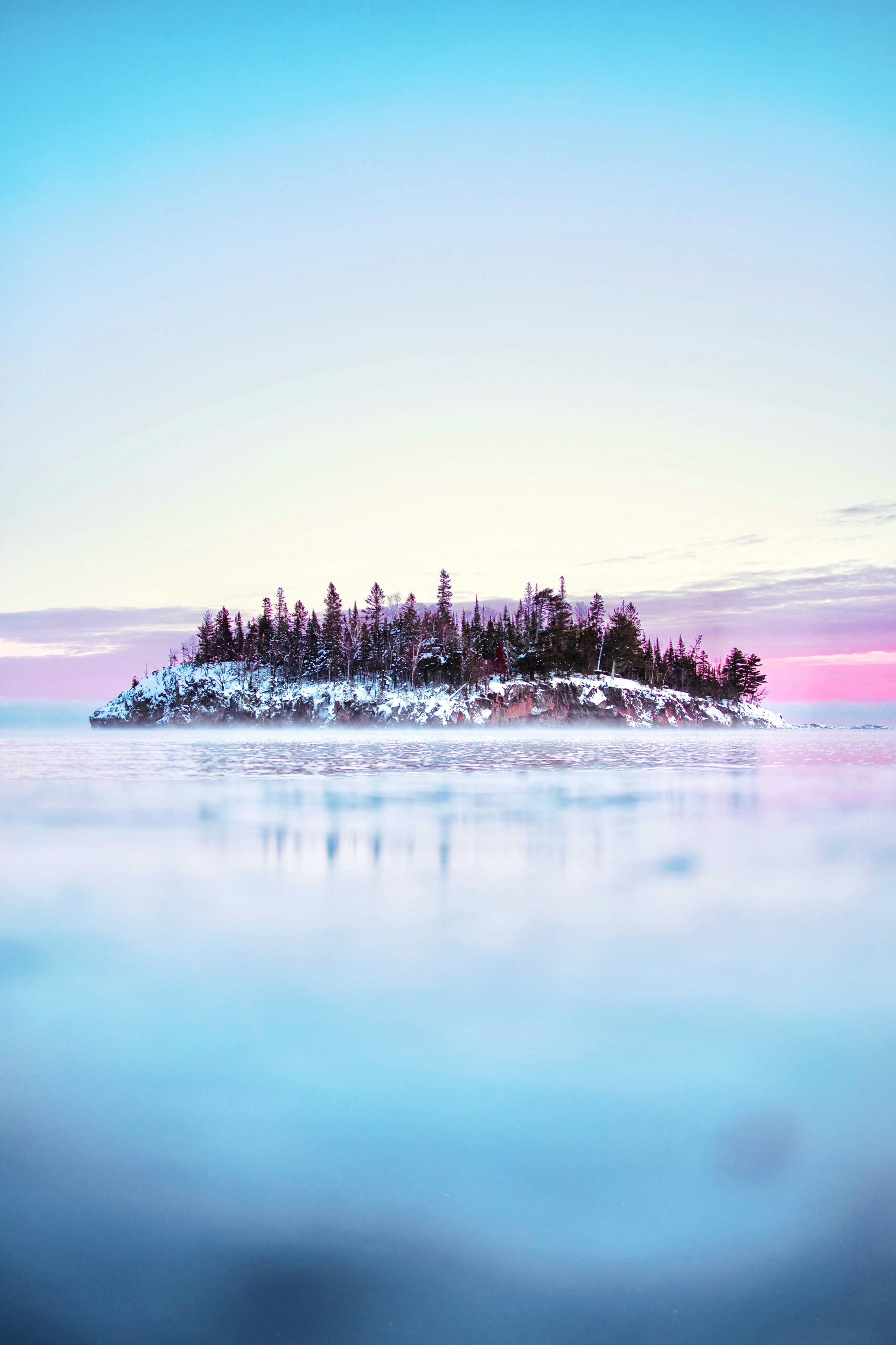Twilight Island over a Glassy Arctic Sea