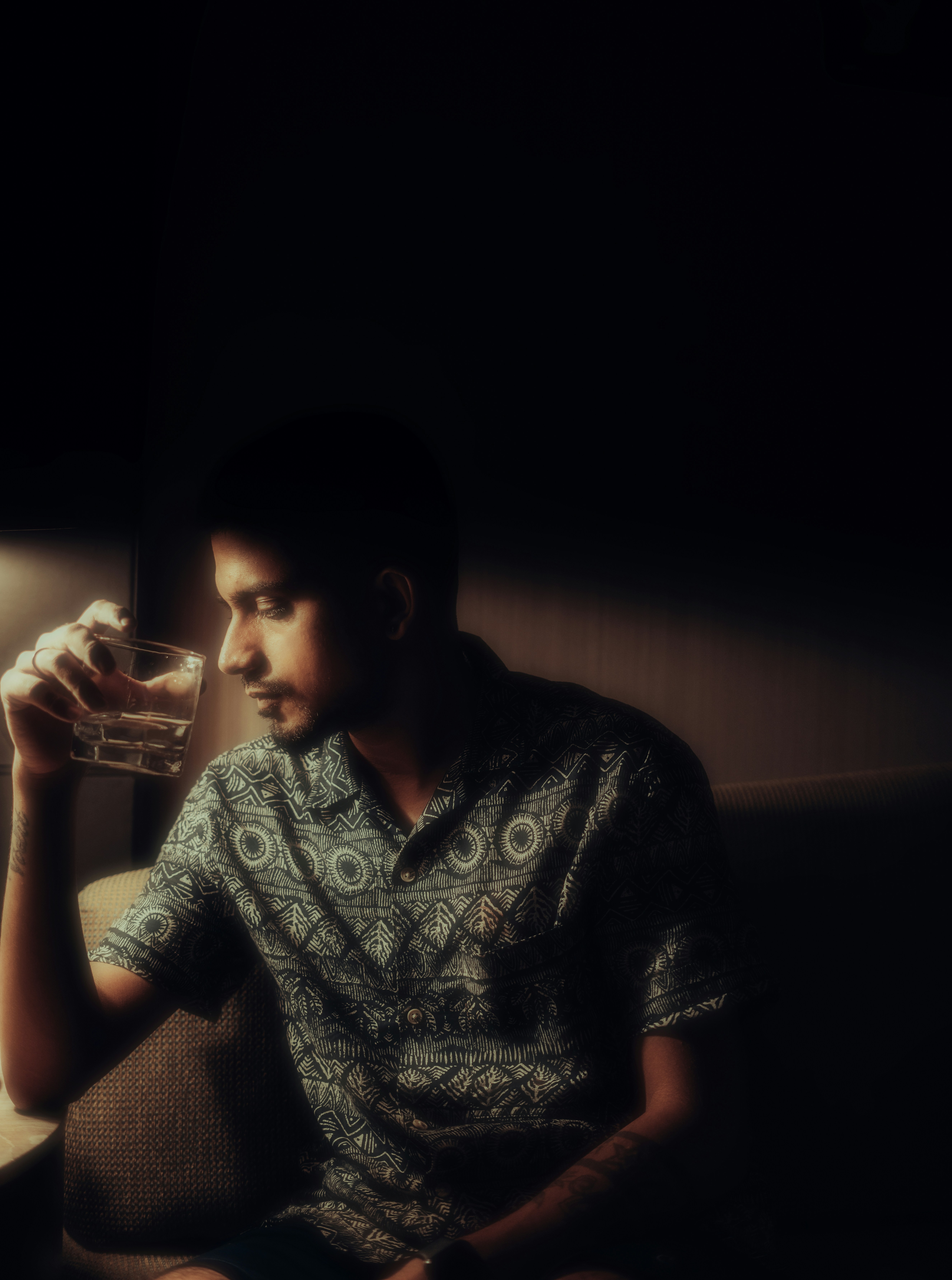 Midnight Glass: Quiet Confidence in a Dim Lounge