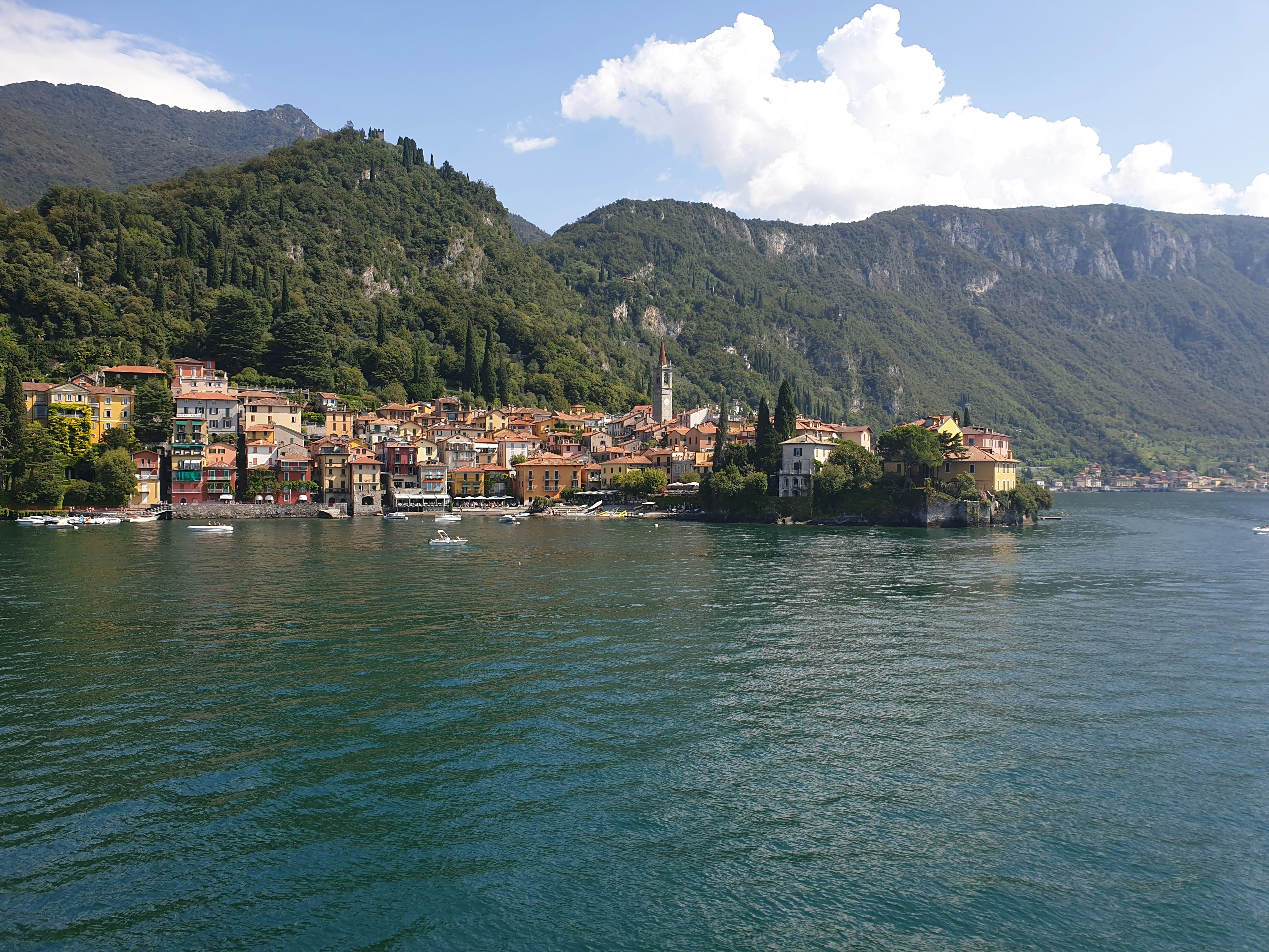 a village on a small island in the middle of a lake