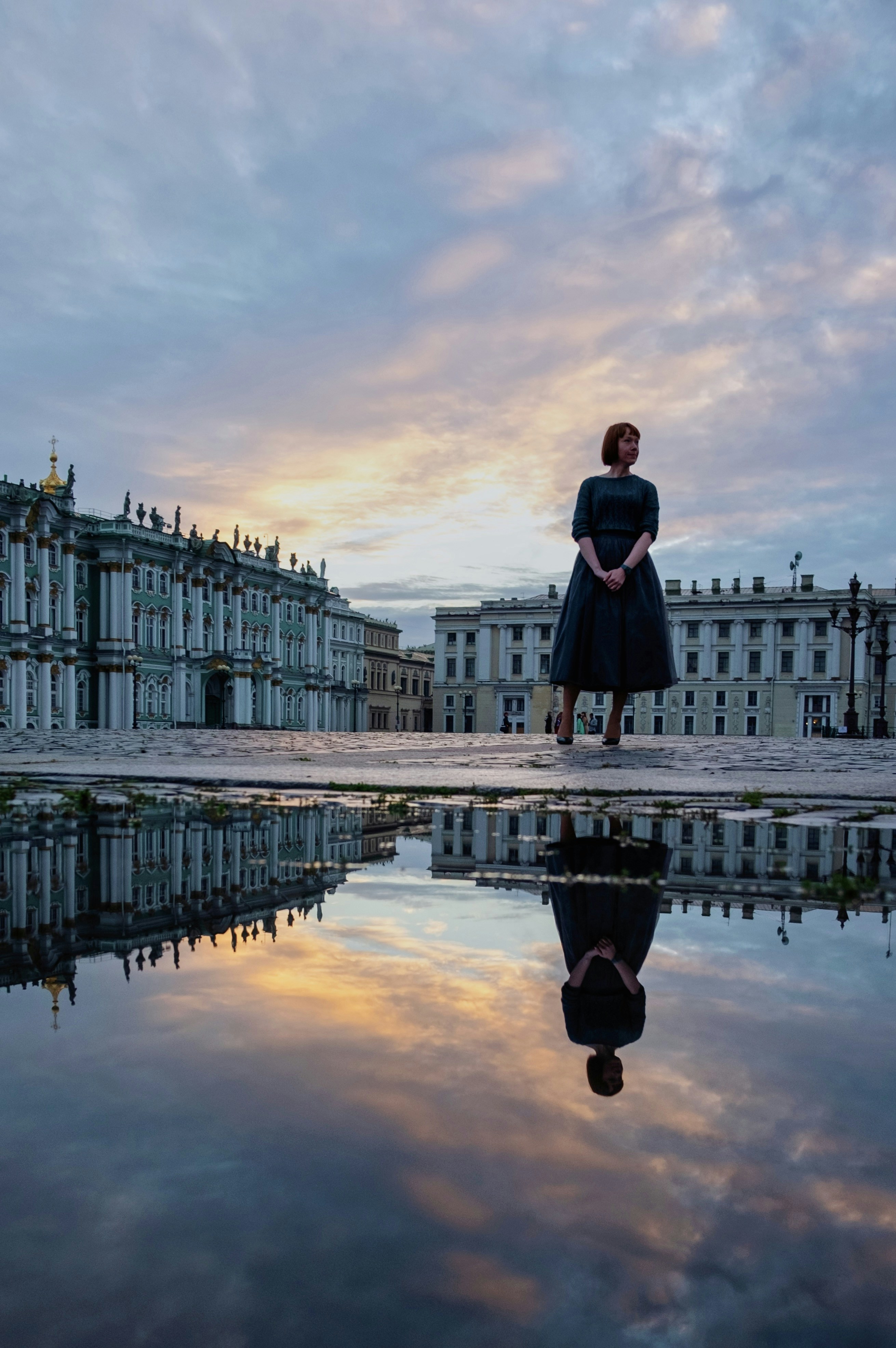 Dusk in the Courtyard: A Silent Portrait by the Water