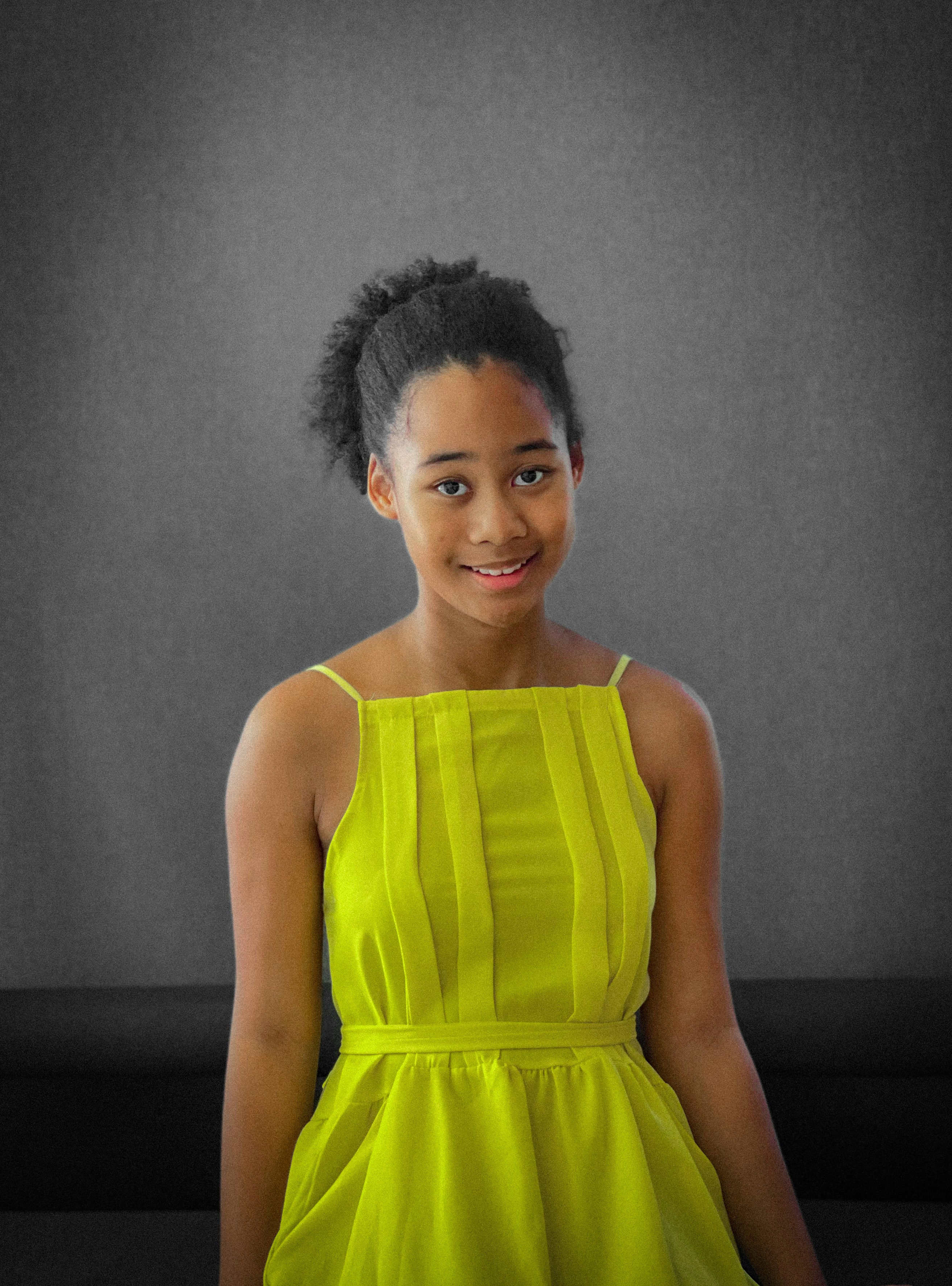 Radiant Neon Dress, Quiet Confidence in a Minimal Studio