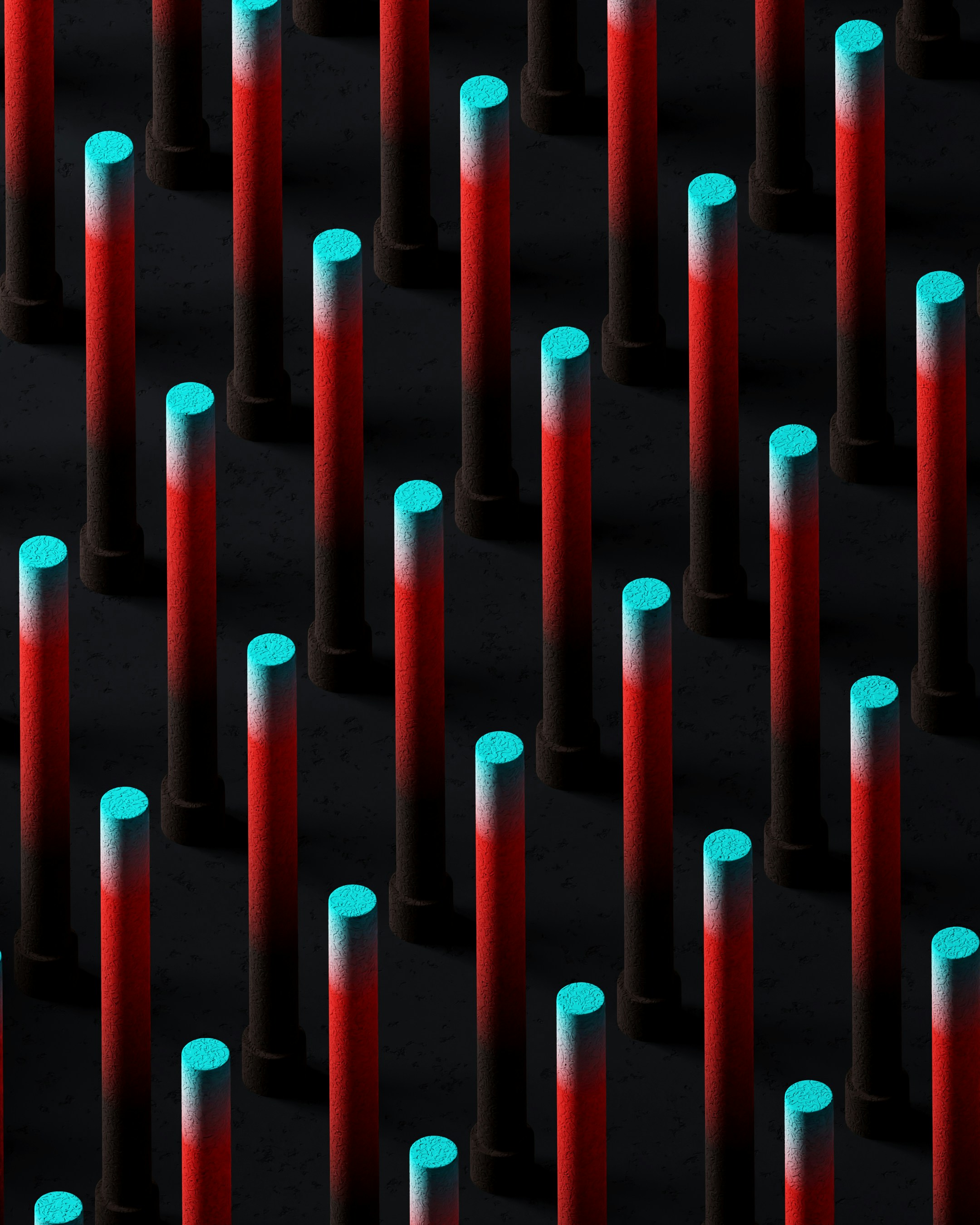A group of red and blue candles sitting next to each other photo – Free ...