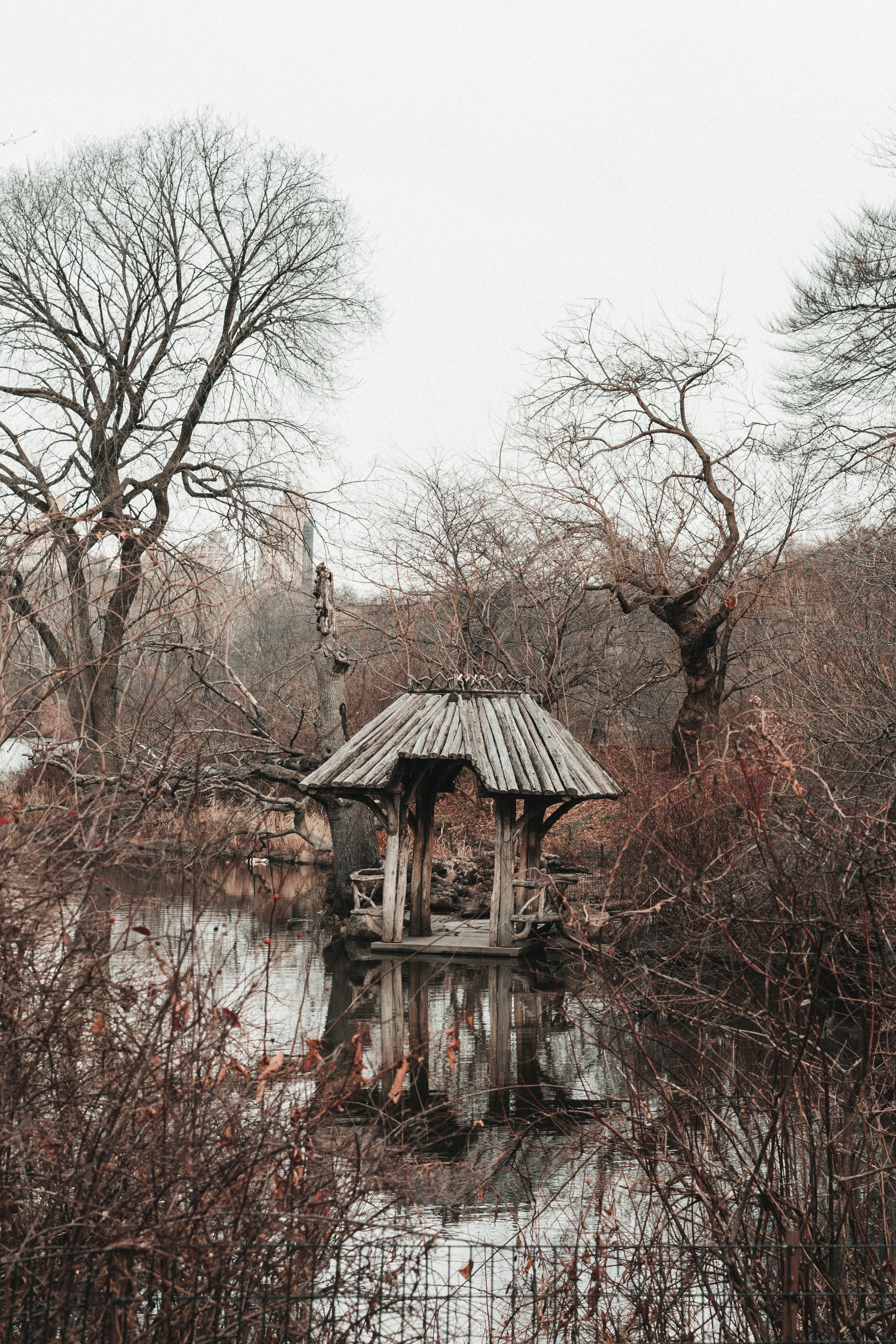 The Weathered Gazebo on a Winter Mirror