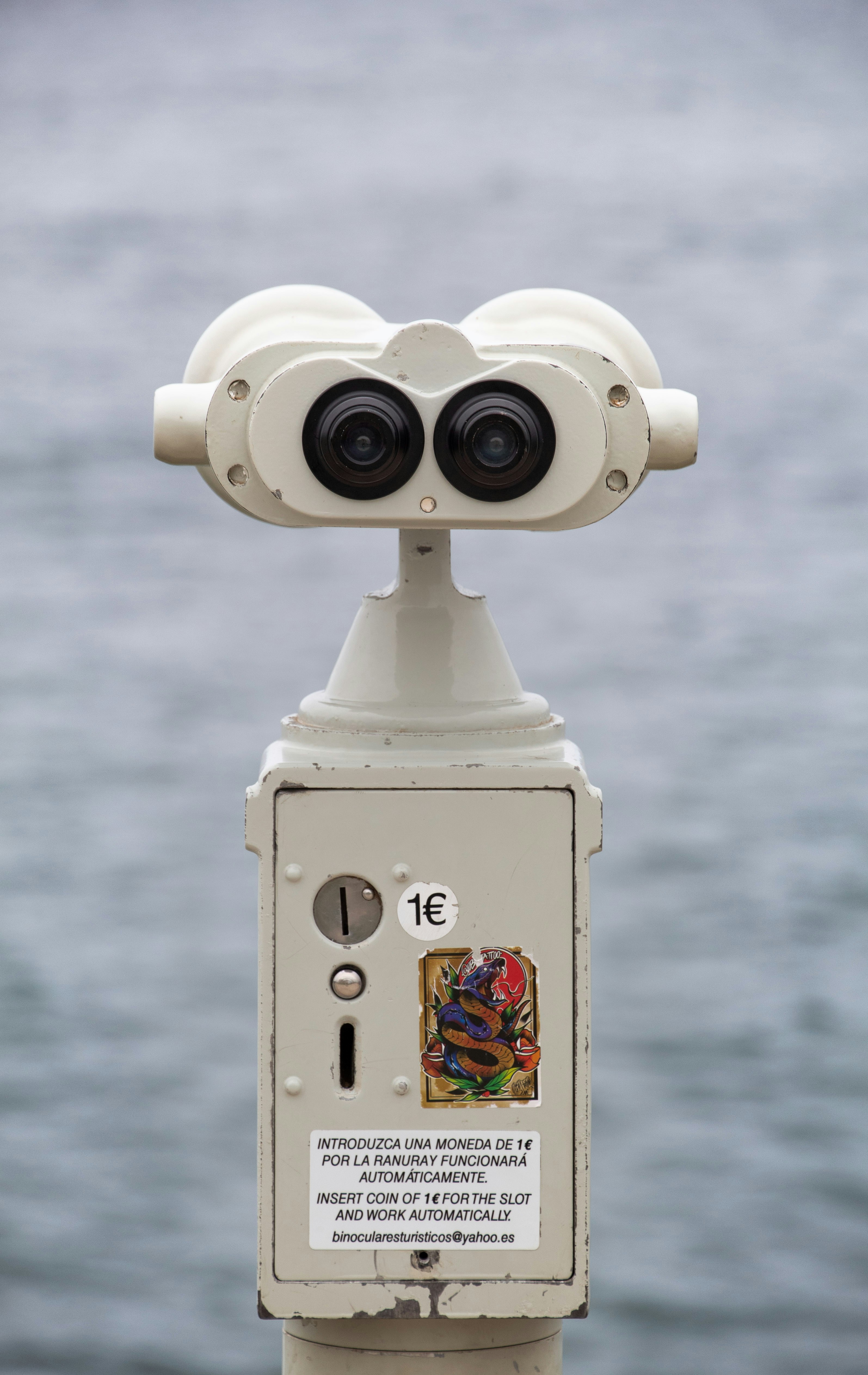 Coin-Operated Sentinel Over a Quiet Seascape