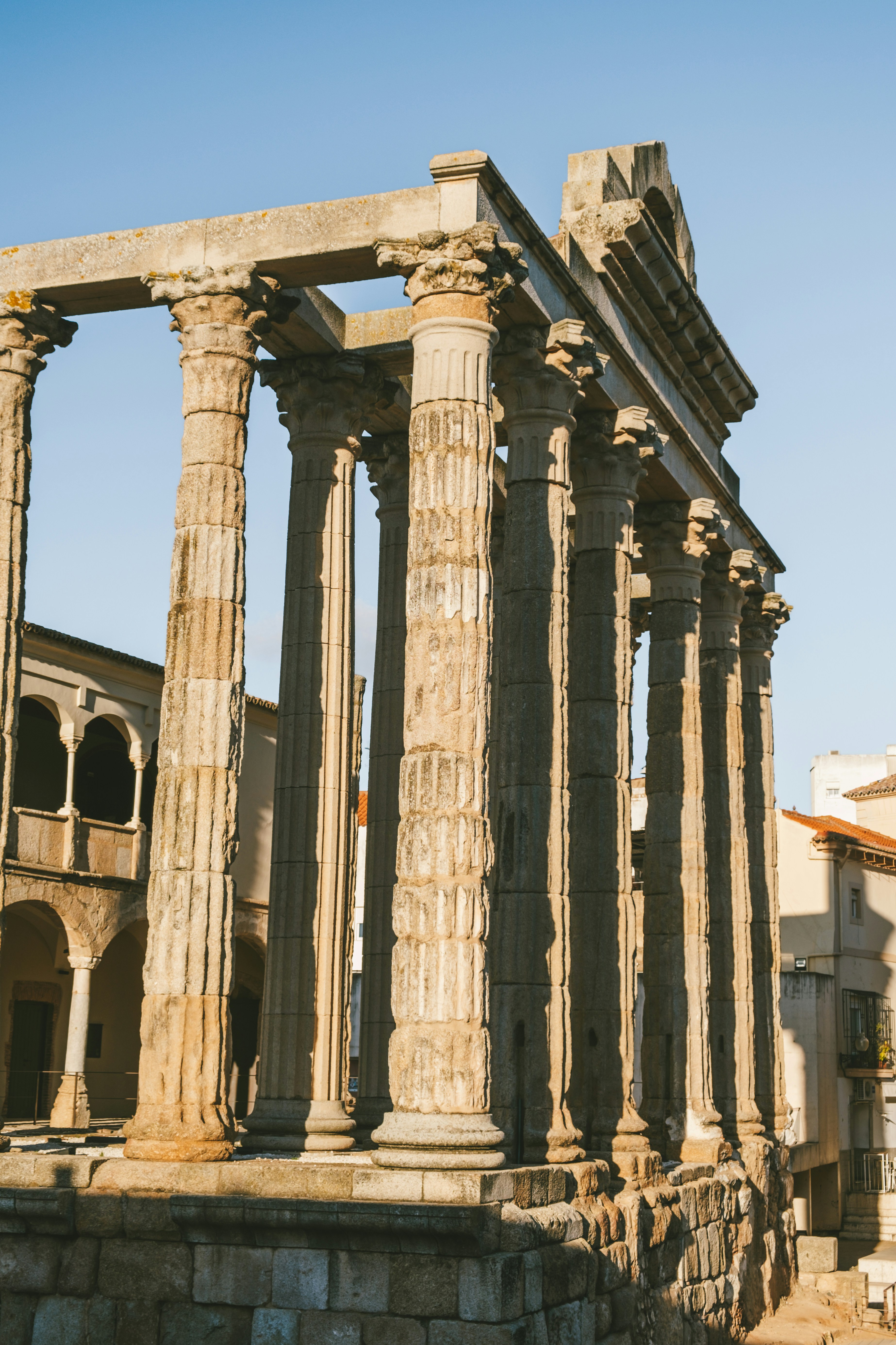 Sunlit Peristyle: Weathered Columns Standing in Light