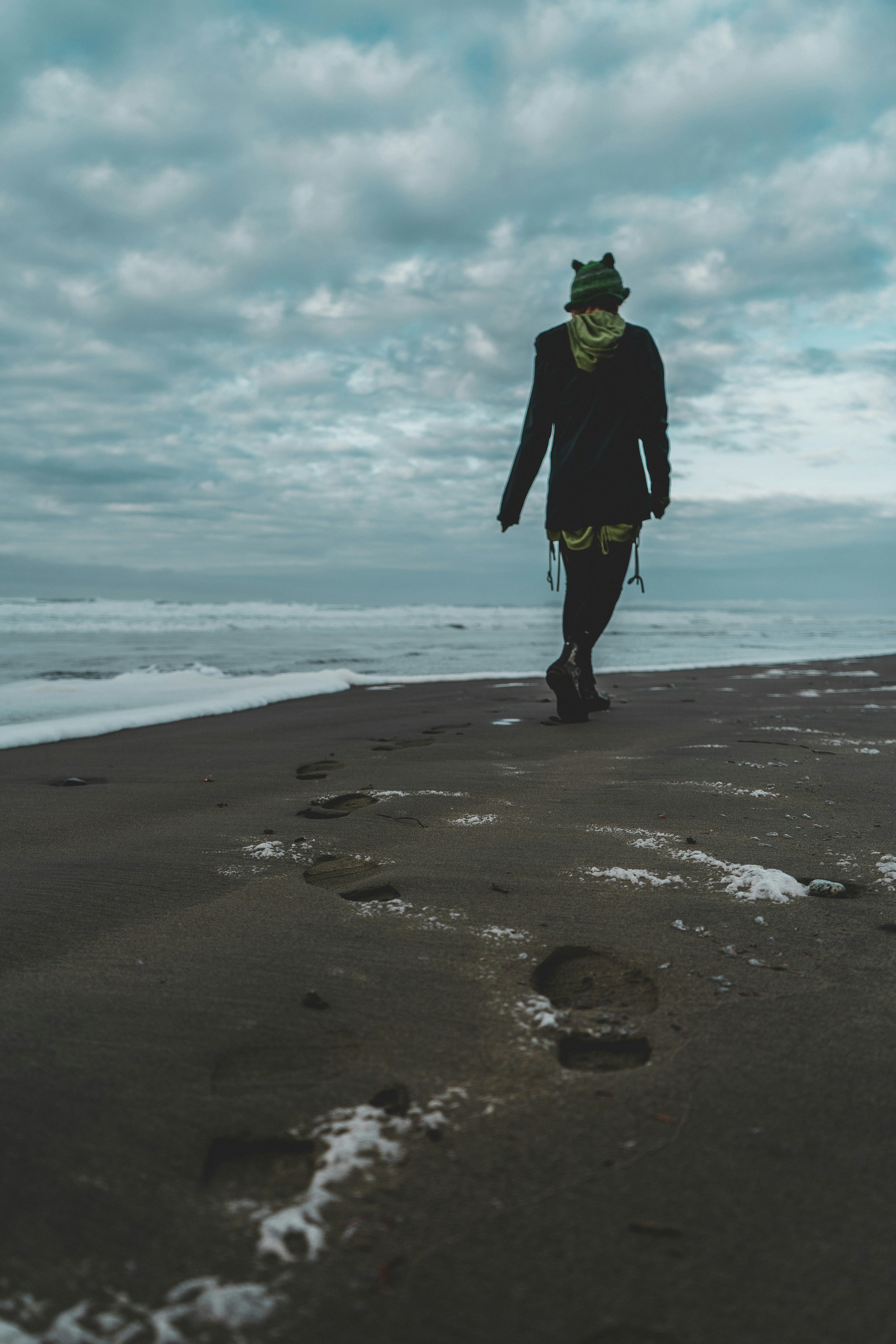 Wanderer on the Shore: A Silent Walk Toward the Horizon