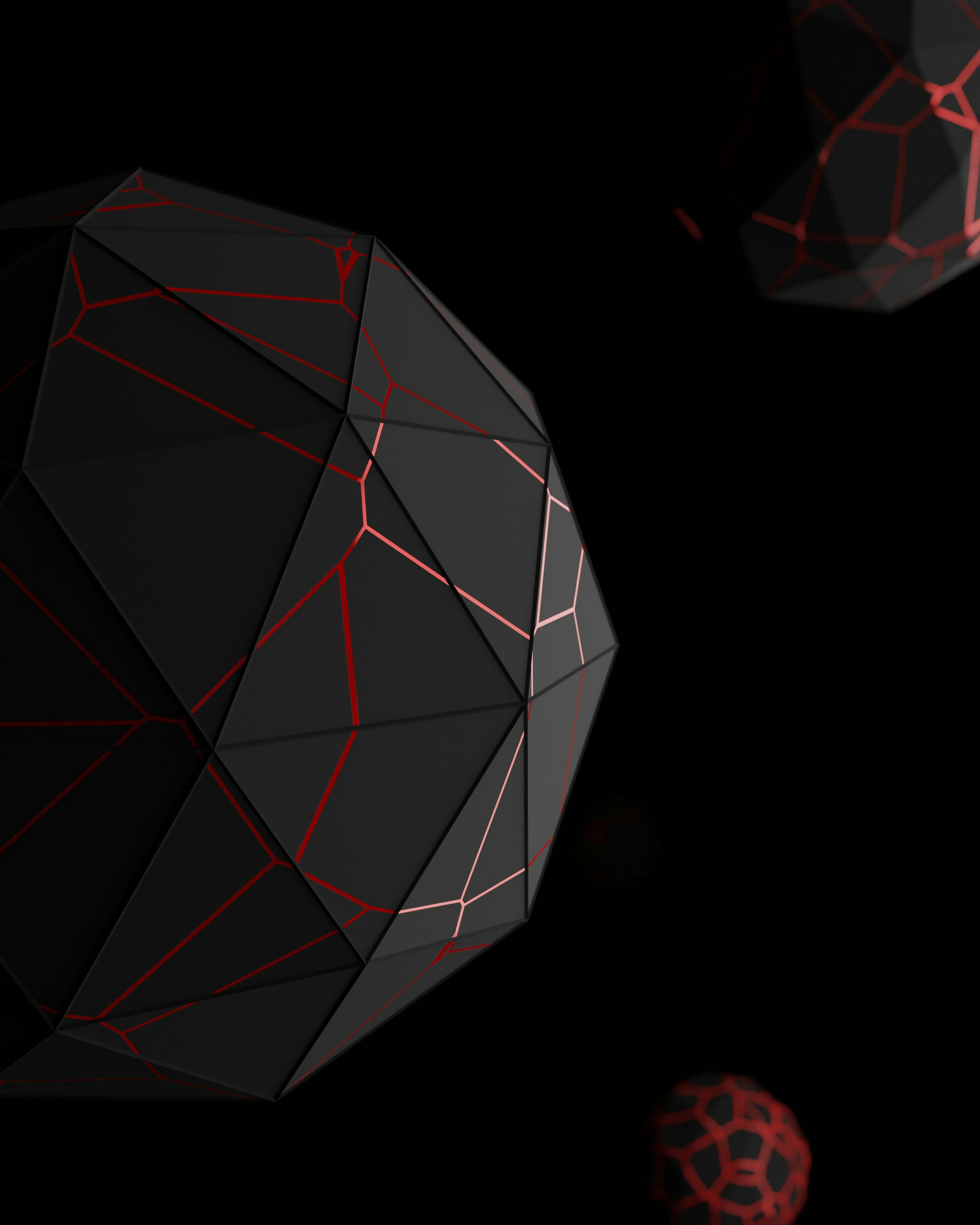A group of red and black objects floating in the air photo – Free 3d ...