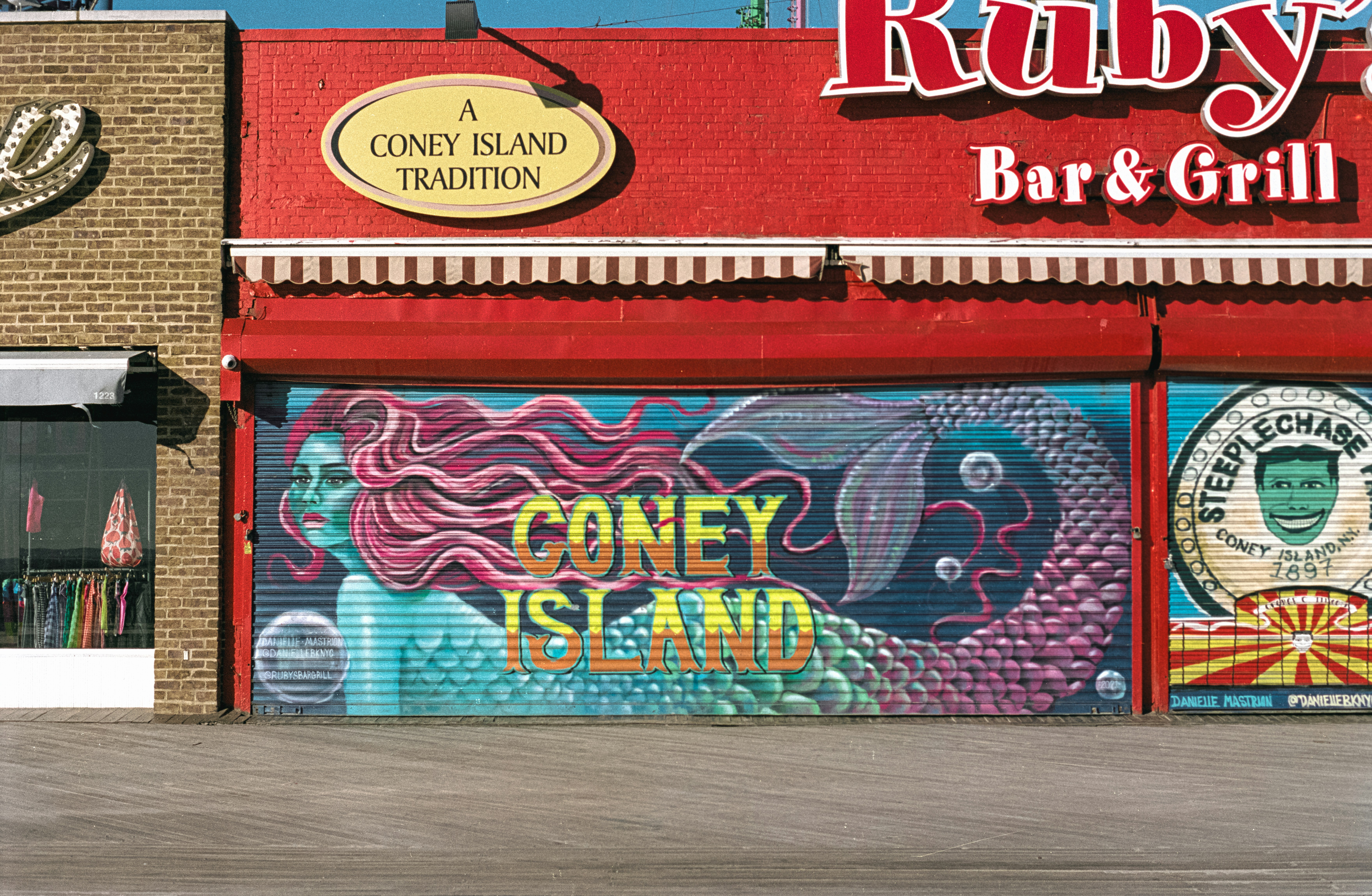 Vibrant Coral Reef Graffiti on a Bar & Grill Wall
