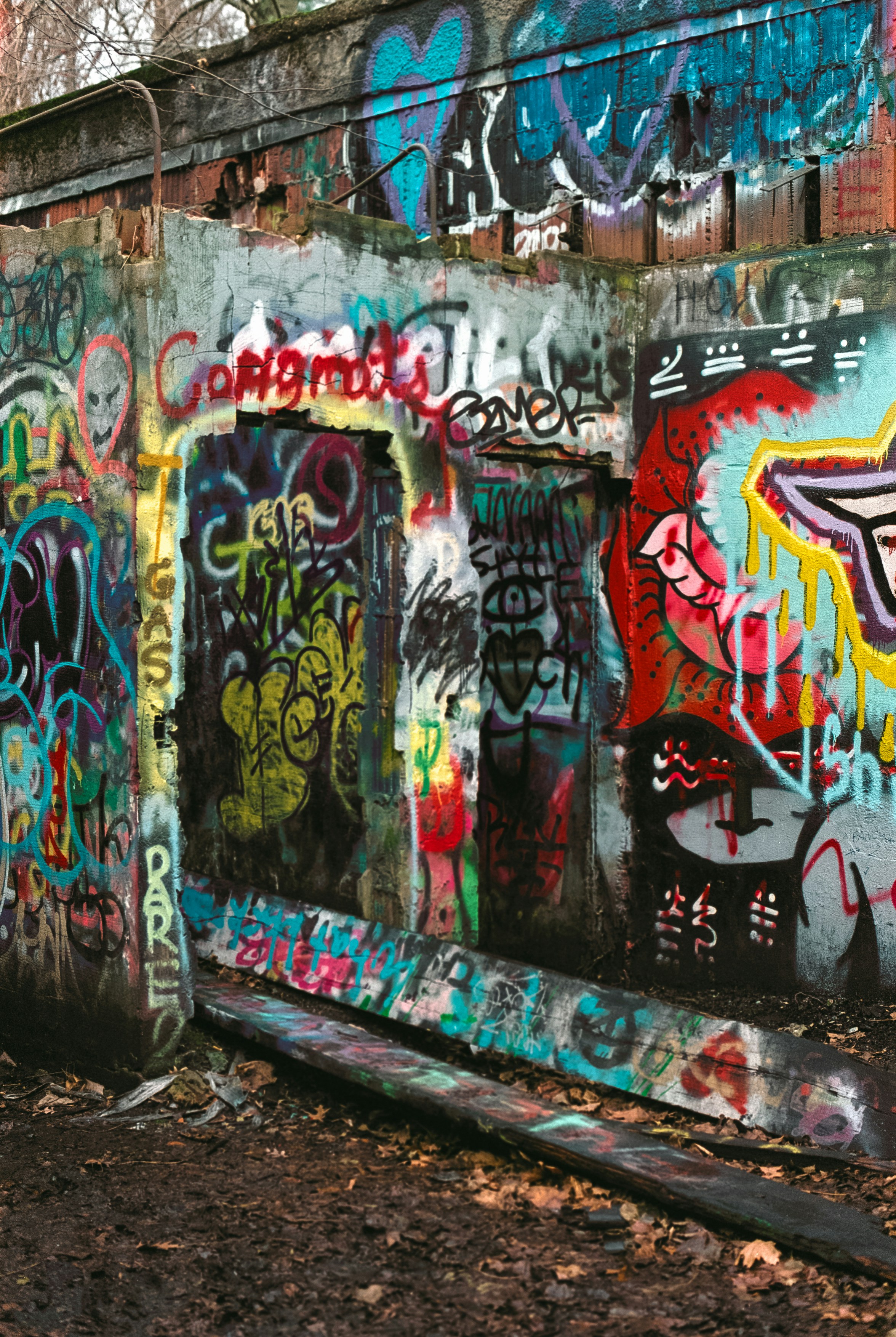 A bunch of graffiti on the side of a building photo – Free Graffiti ...