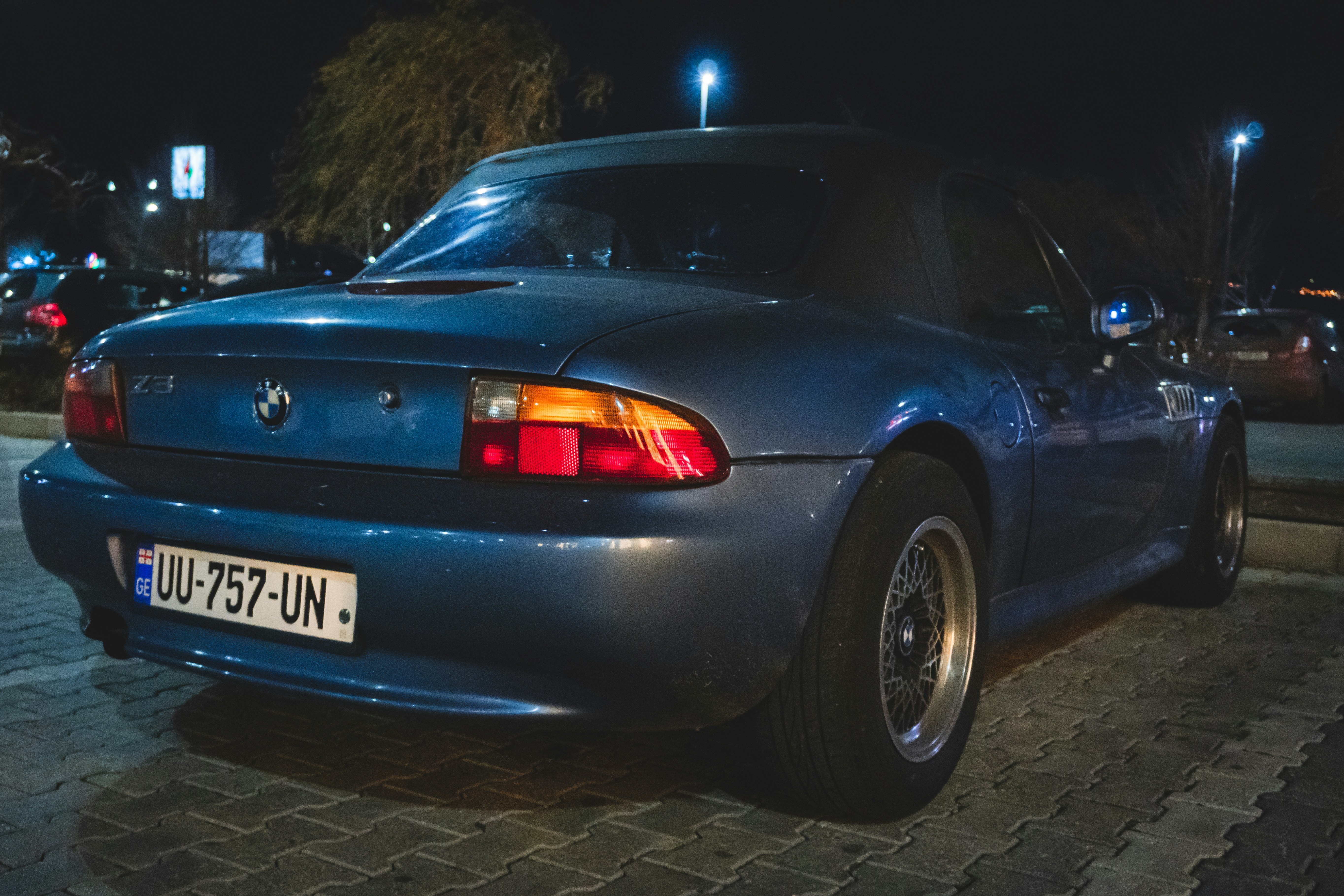Moonlit Blue Z3 in a Neon Parking Lot