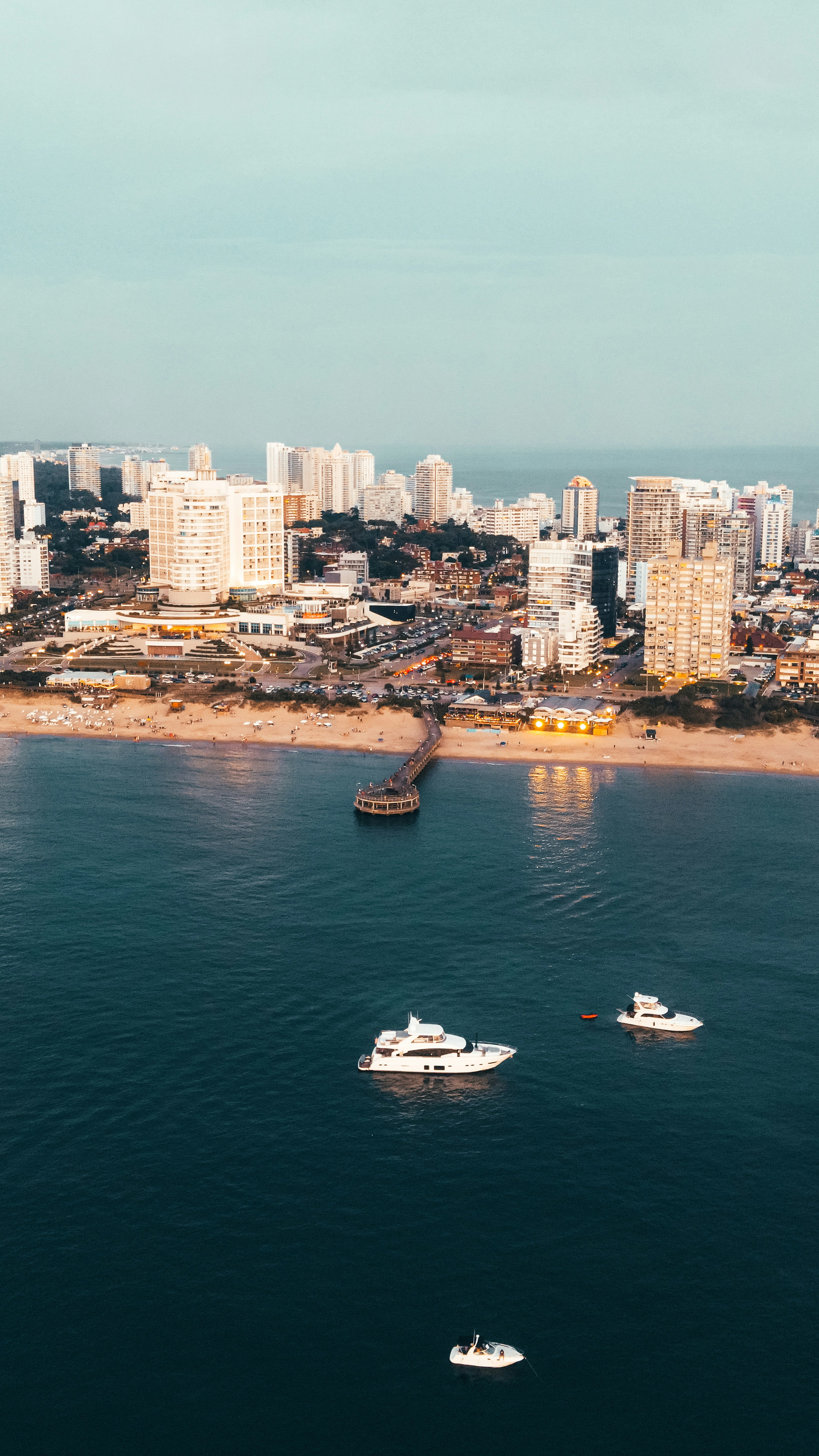 Beach with yachts and dock in Uruguay