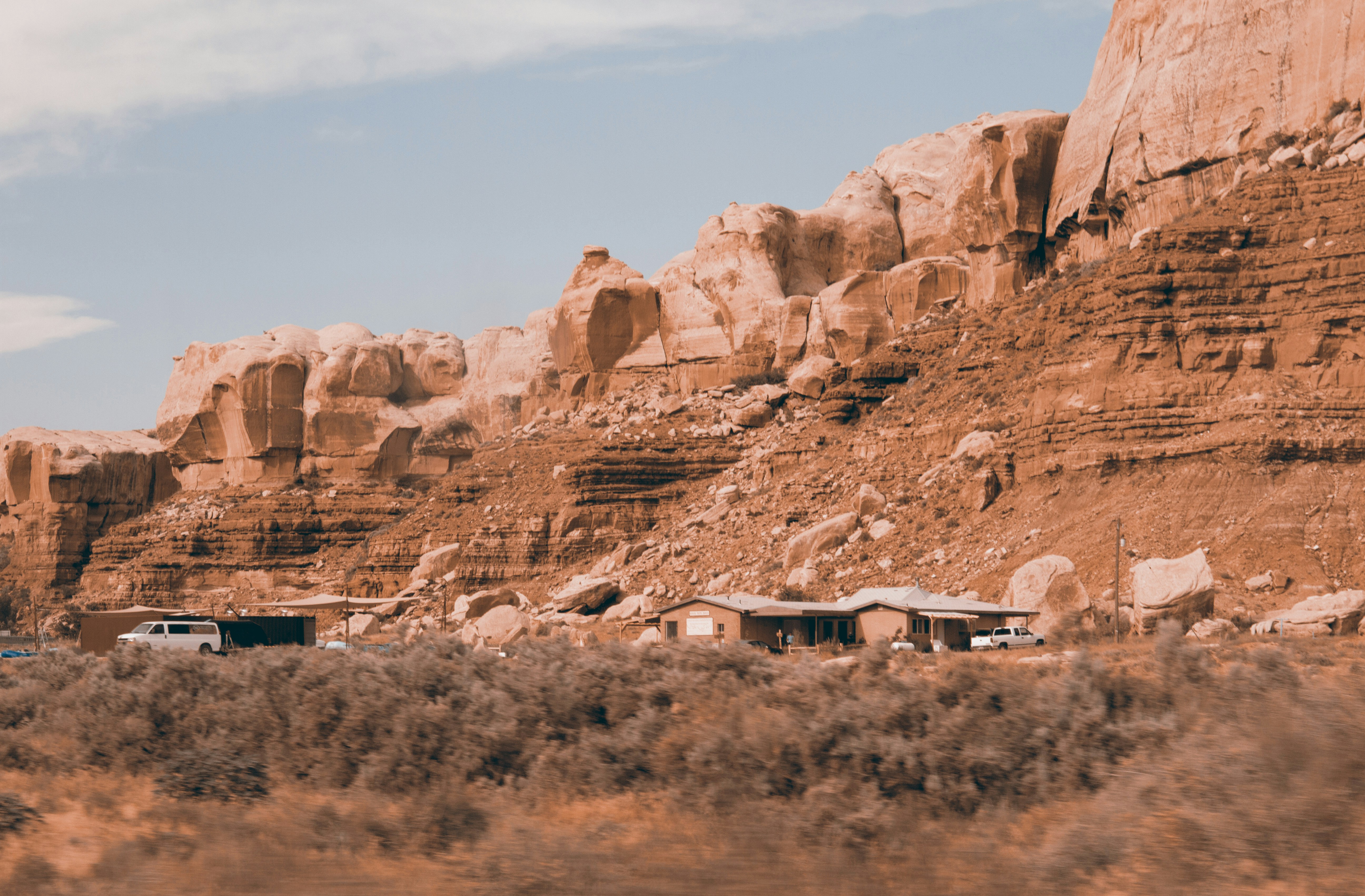 Desert Cliffs and Hidden Homestead