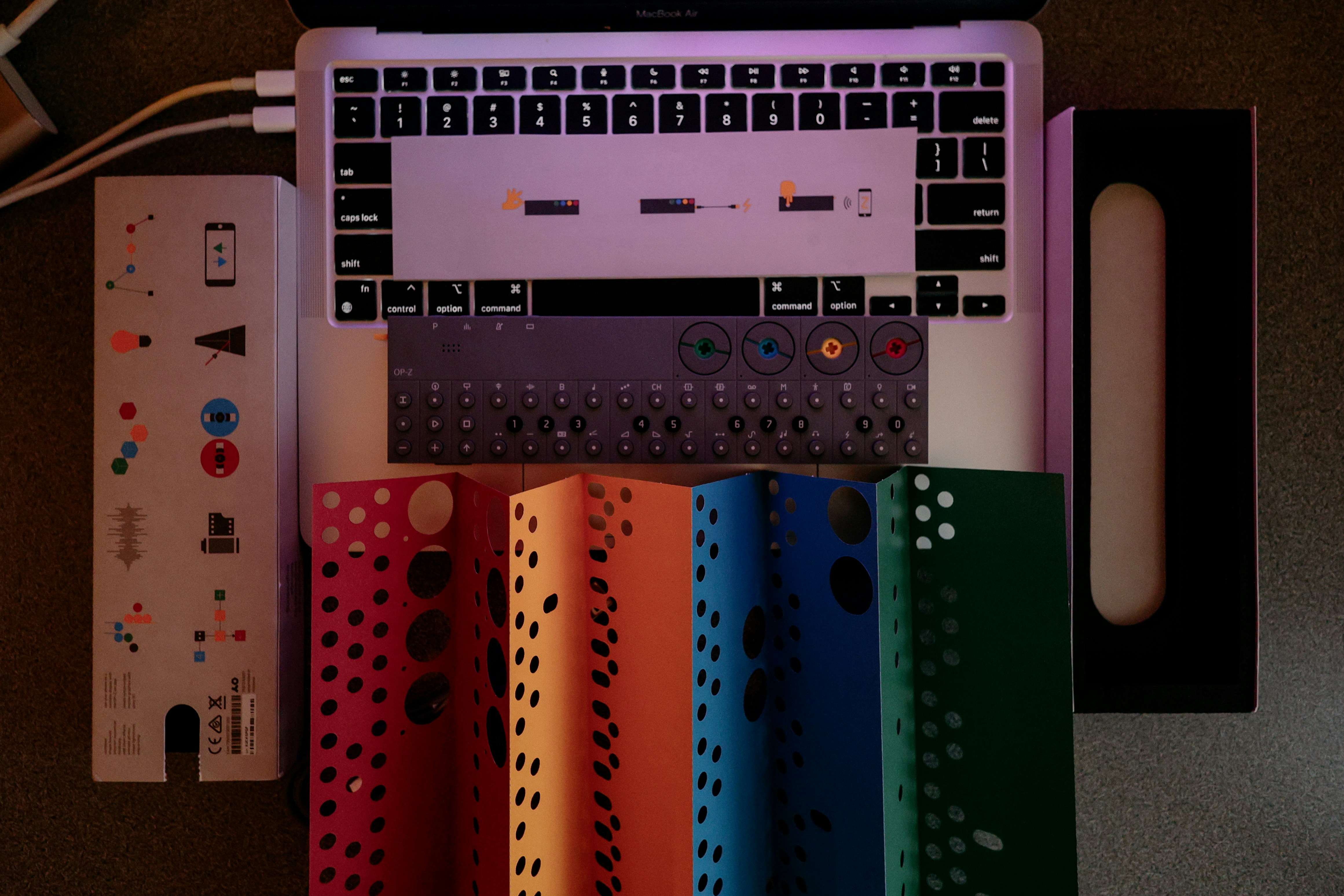Chromatic Slats Beneath a Laptop Keyboard