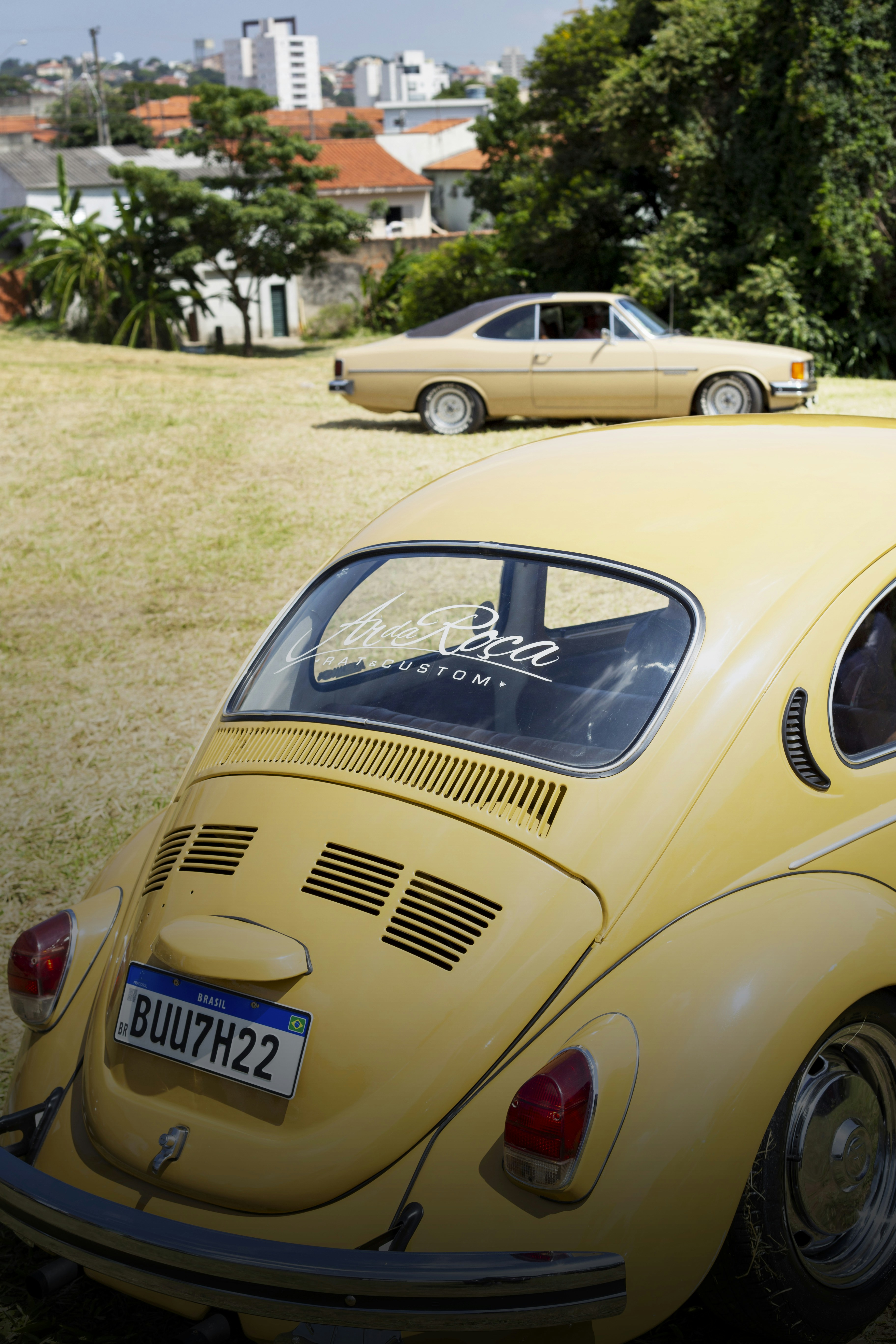 A yellow vw bug is parked in a field photo – Free Tire Image on Unsplash