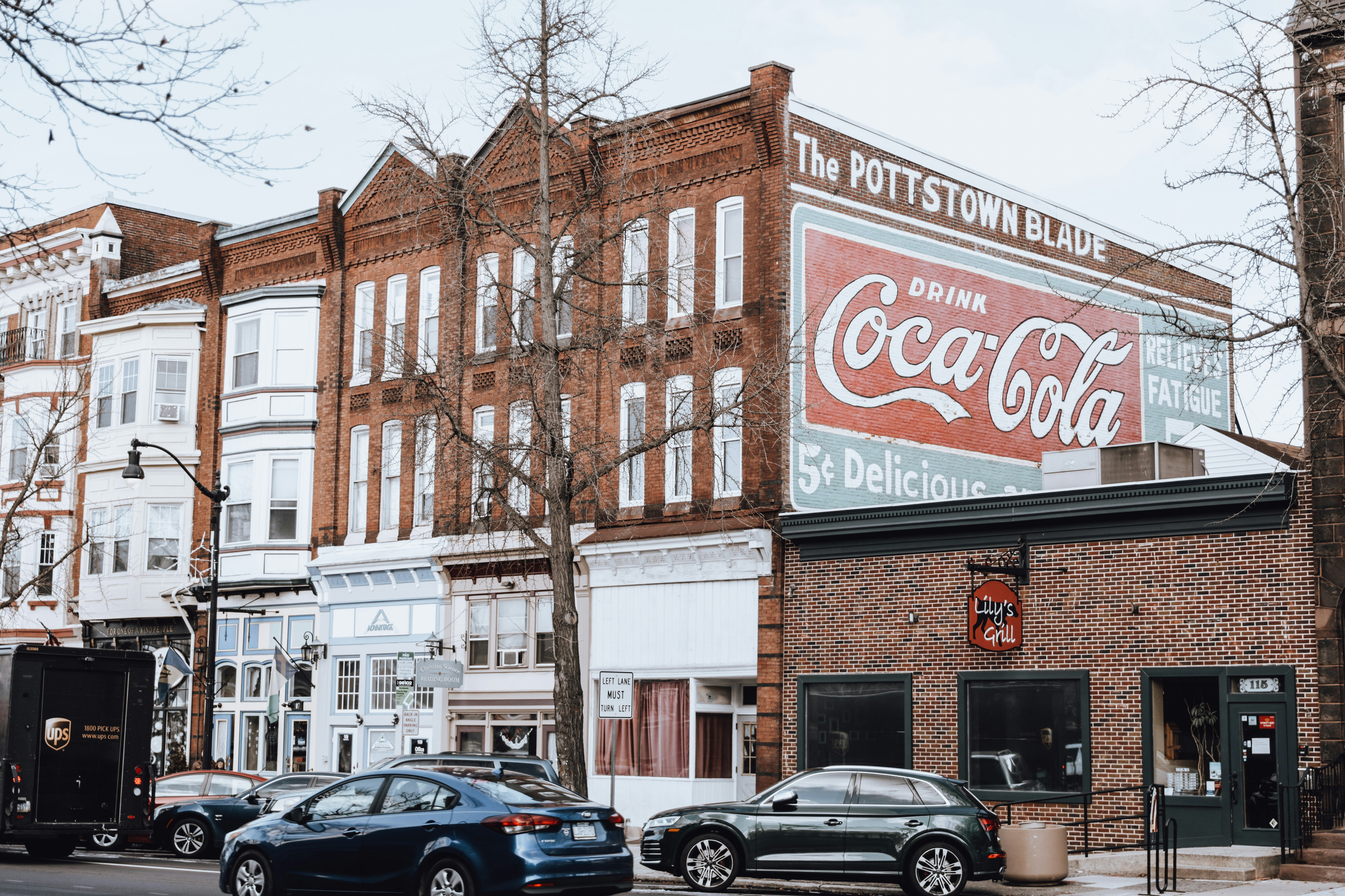 Coca-Cola Cornerstone on a Quiet Main Street