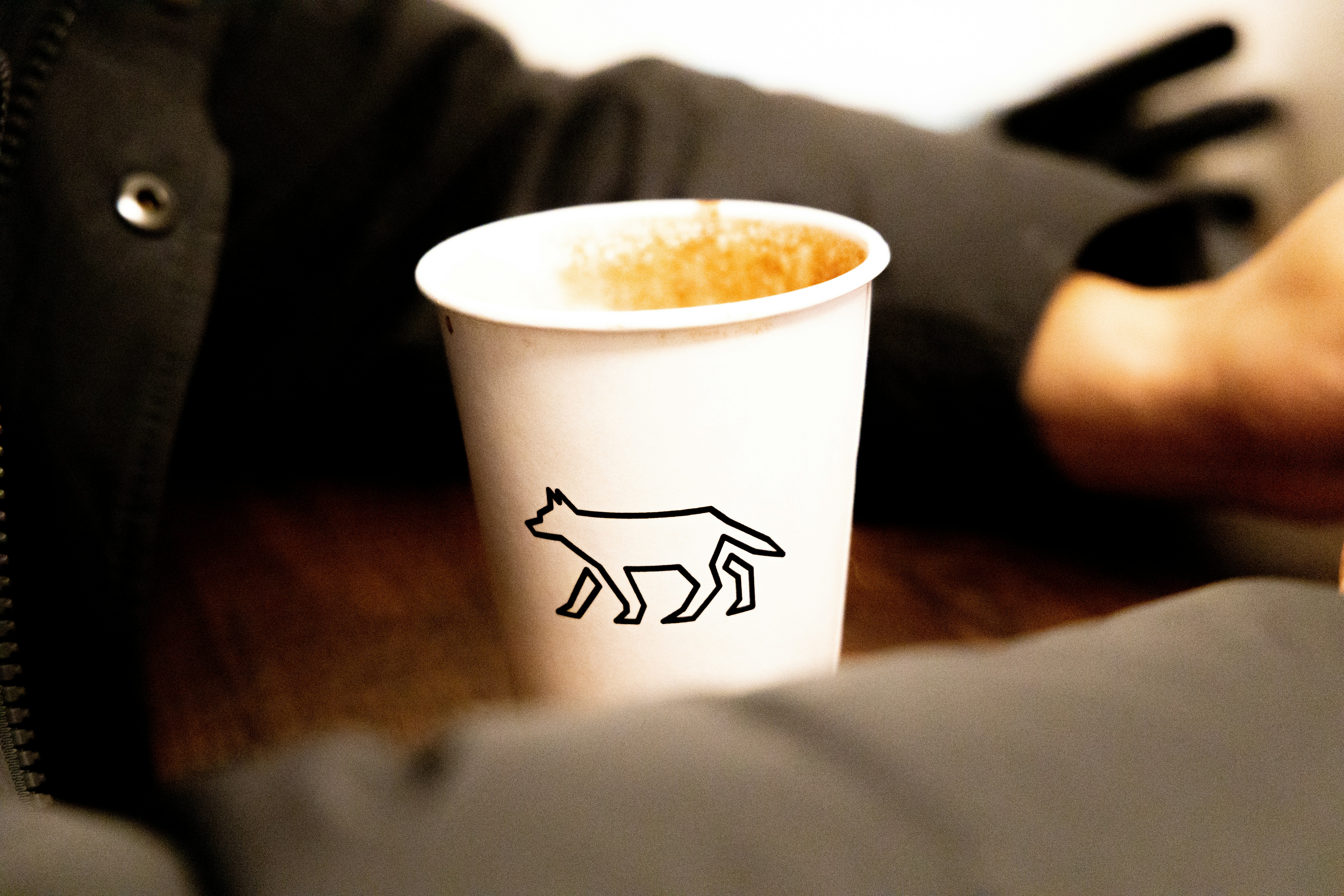 Minimalist Fox Cup in a Soft-Focus Café Moment