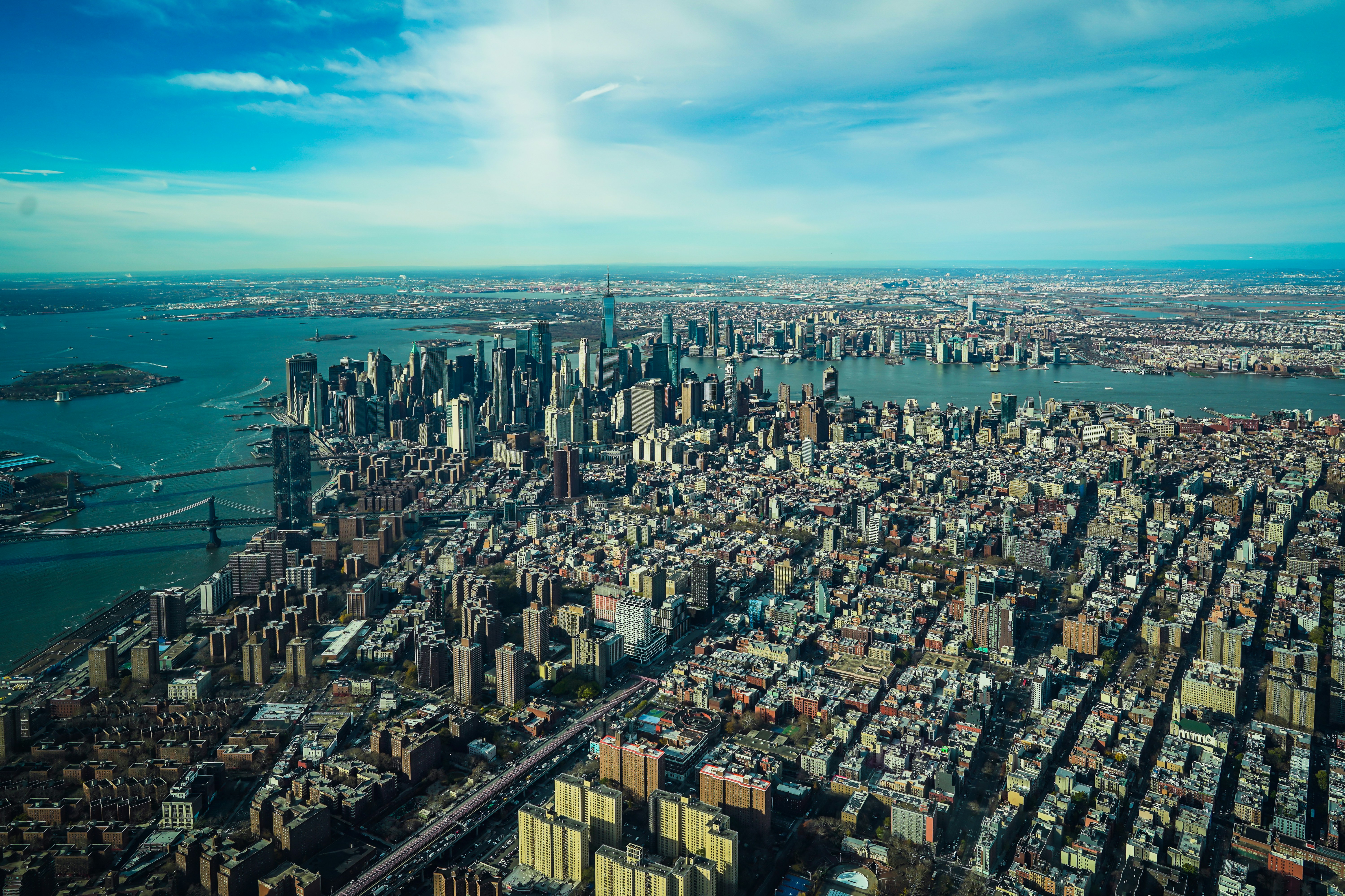 Rising Grid: Aerial View Over a Coastal Megacity