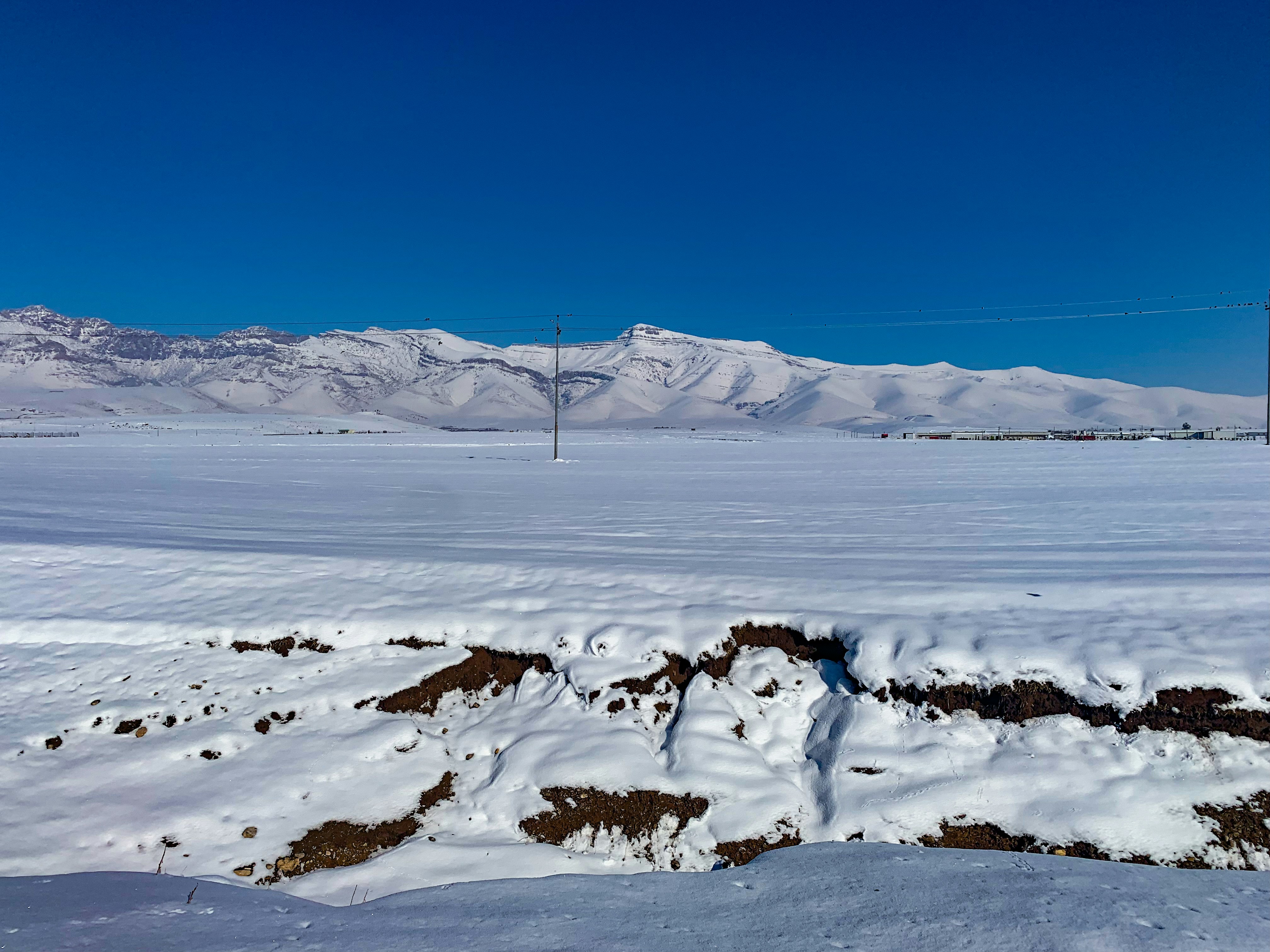 Sentinel Pole Over a Snowbound Plain Beneath a Cobalt Sky
