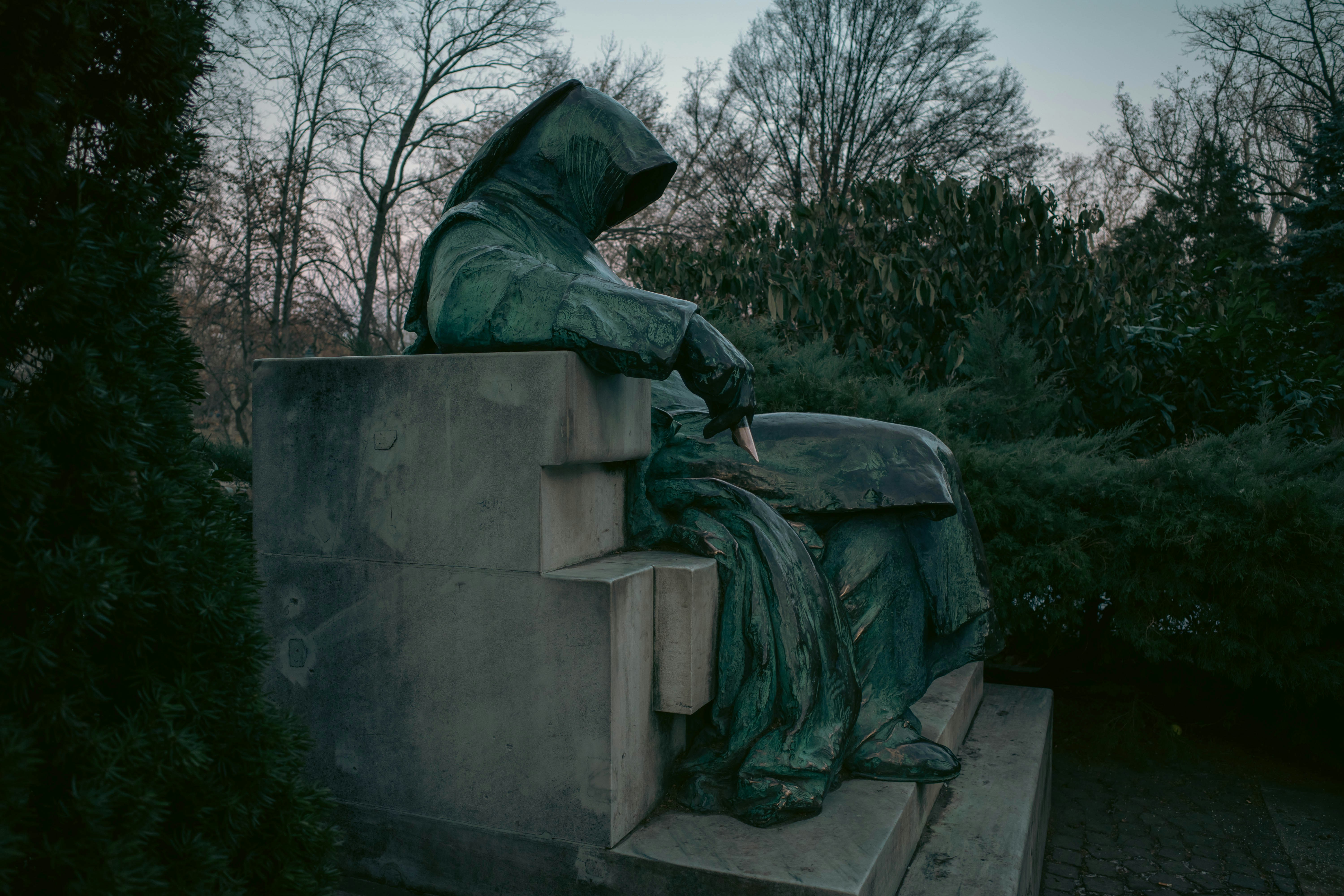 Twilight Sentinel on a Quiet Park Monument