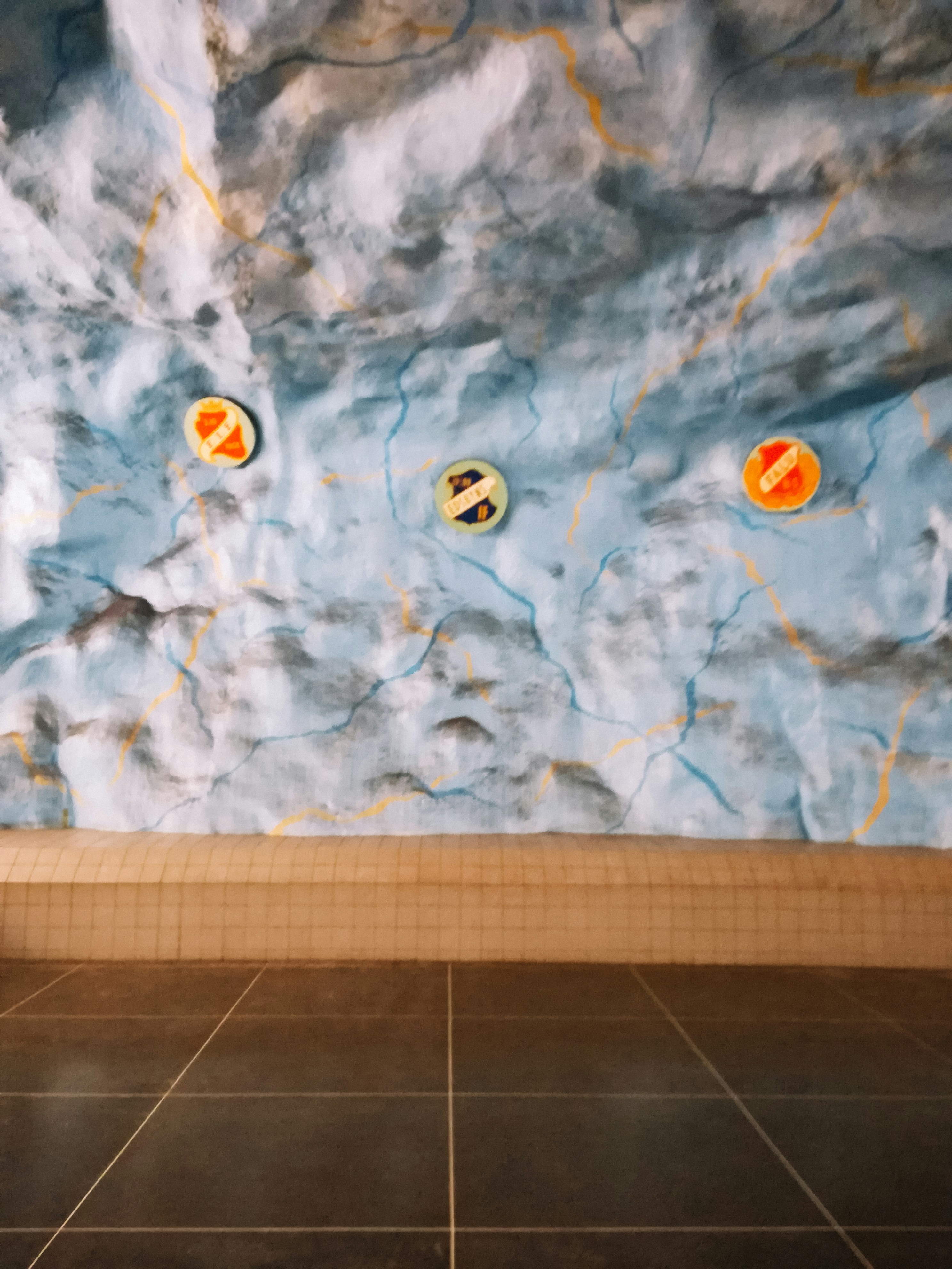 Blue Cavern Wall with Circular Markers