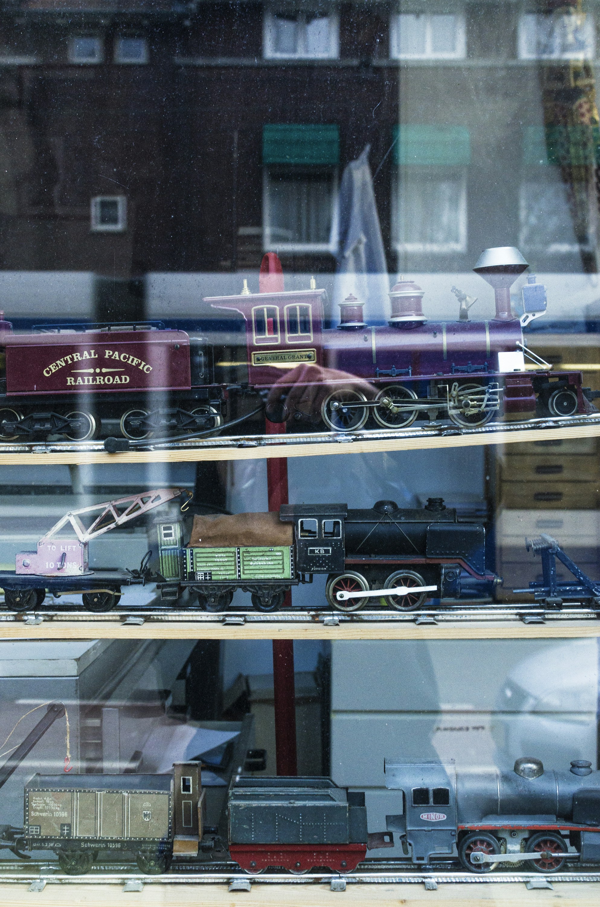 Pastel Rails in a Shopfront Window: A Vintage Train Display