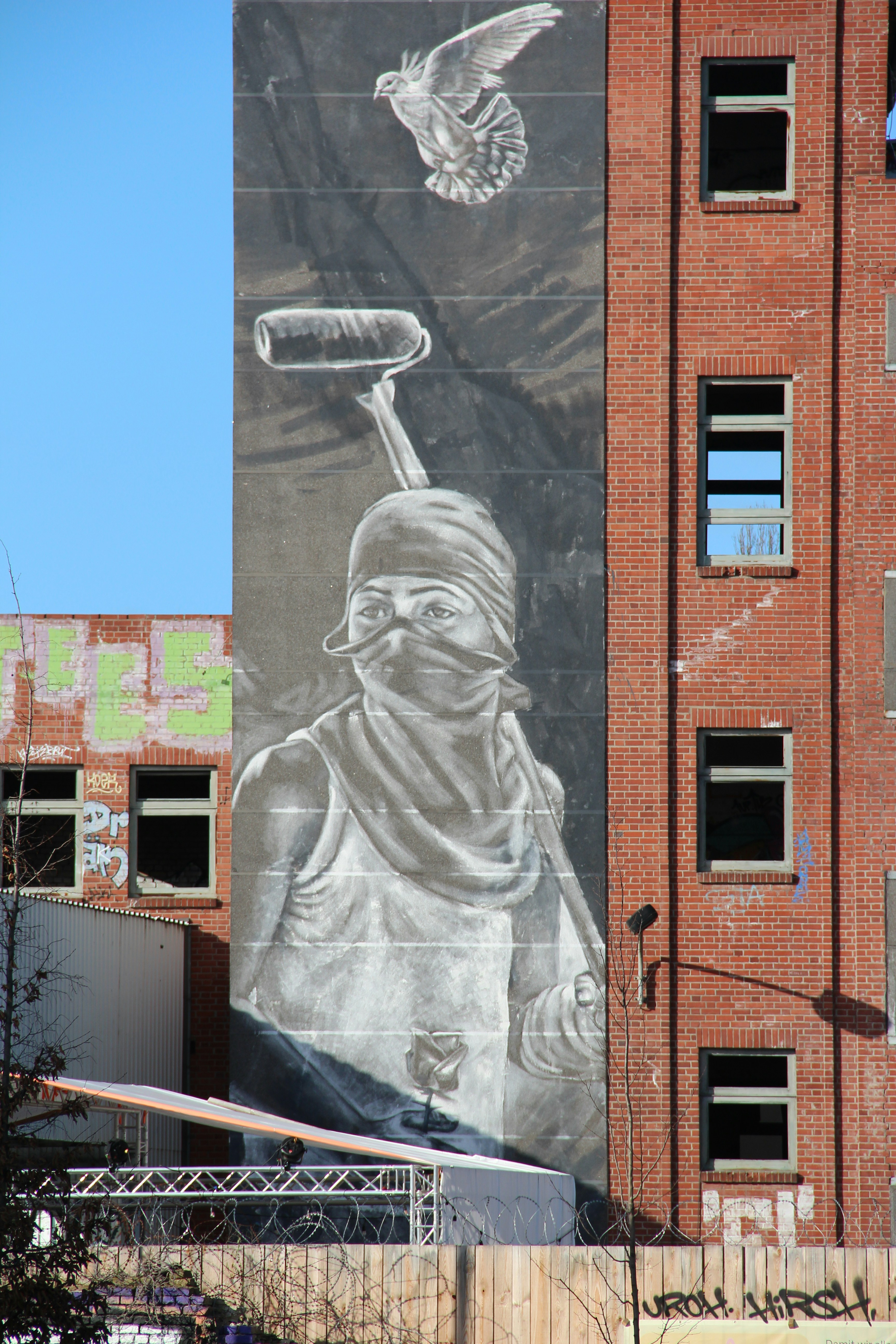a large mural on the side of a building