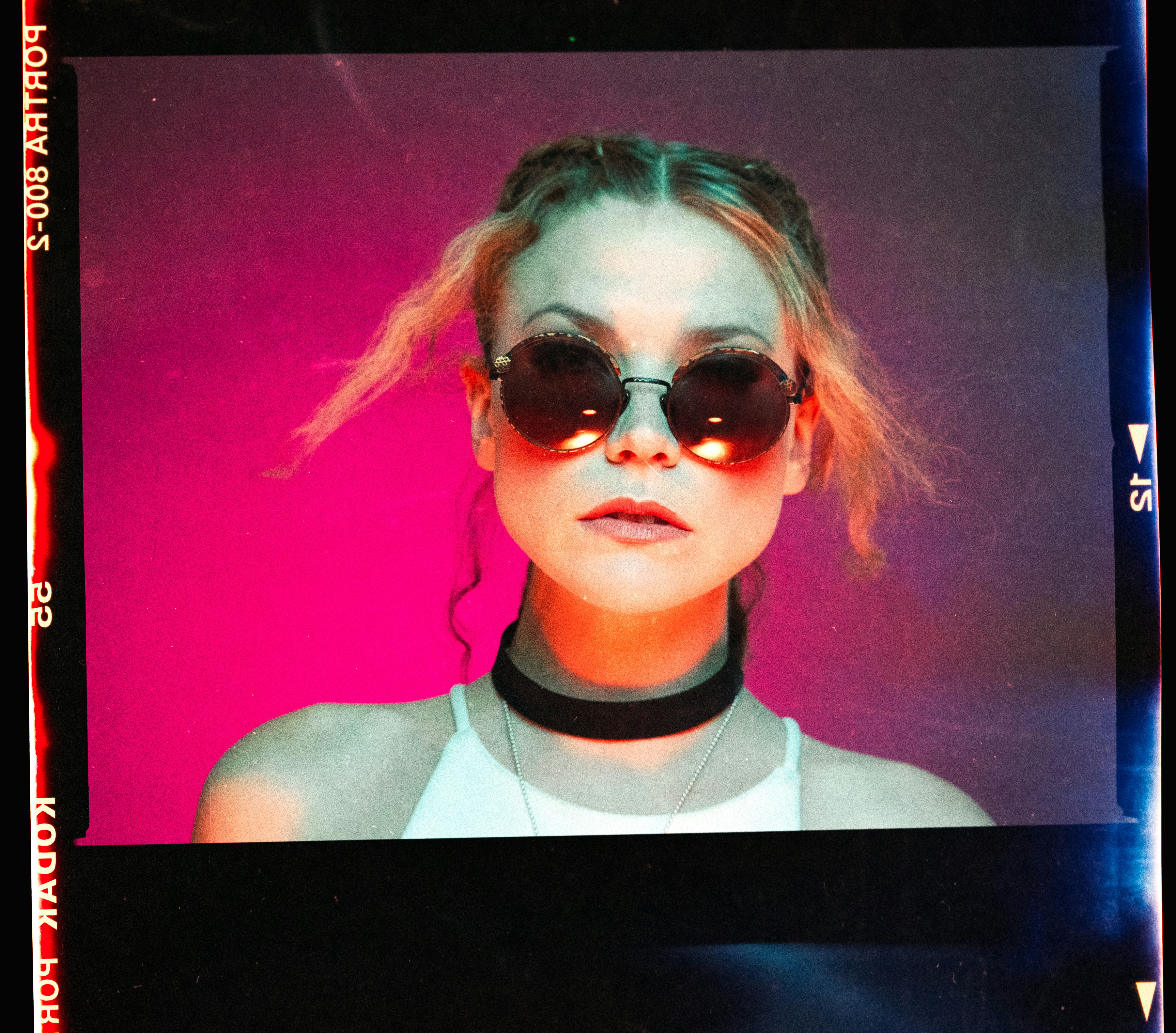 Magenta Mirage: Neon Portrait with Sunglasses