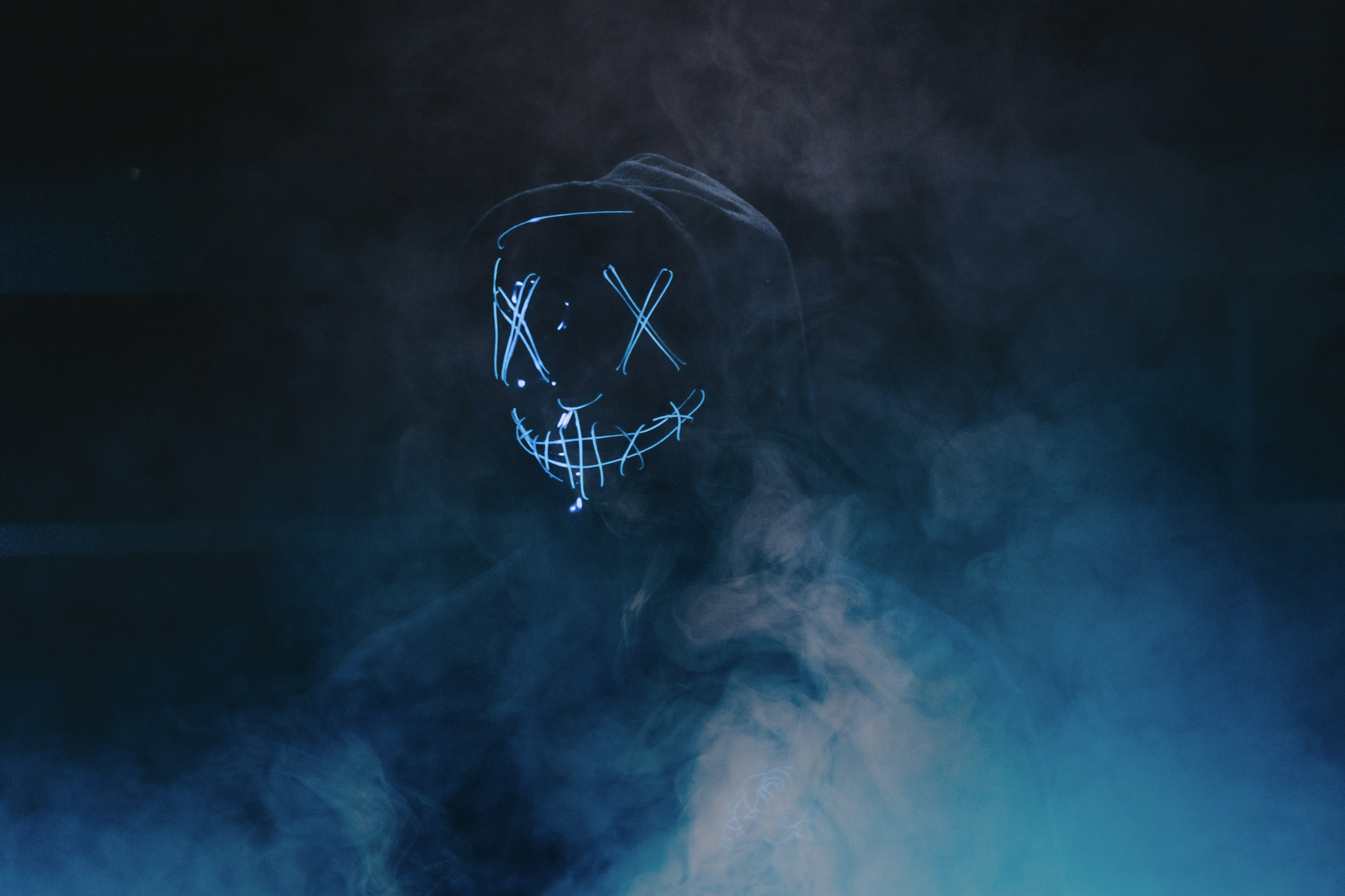 A blue and black photo of a person's face photo – Free Black Image on ...