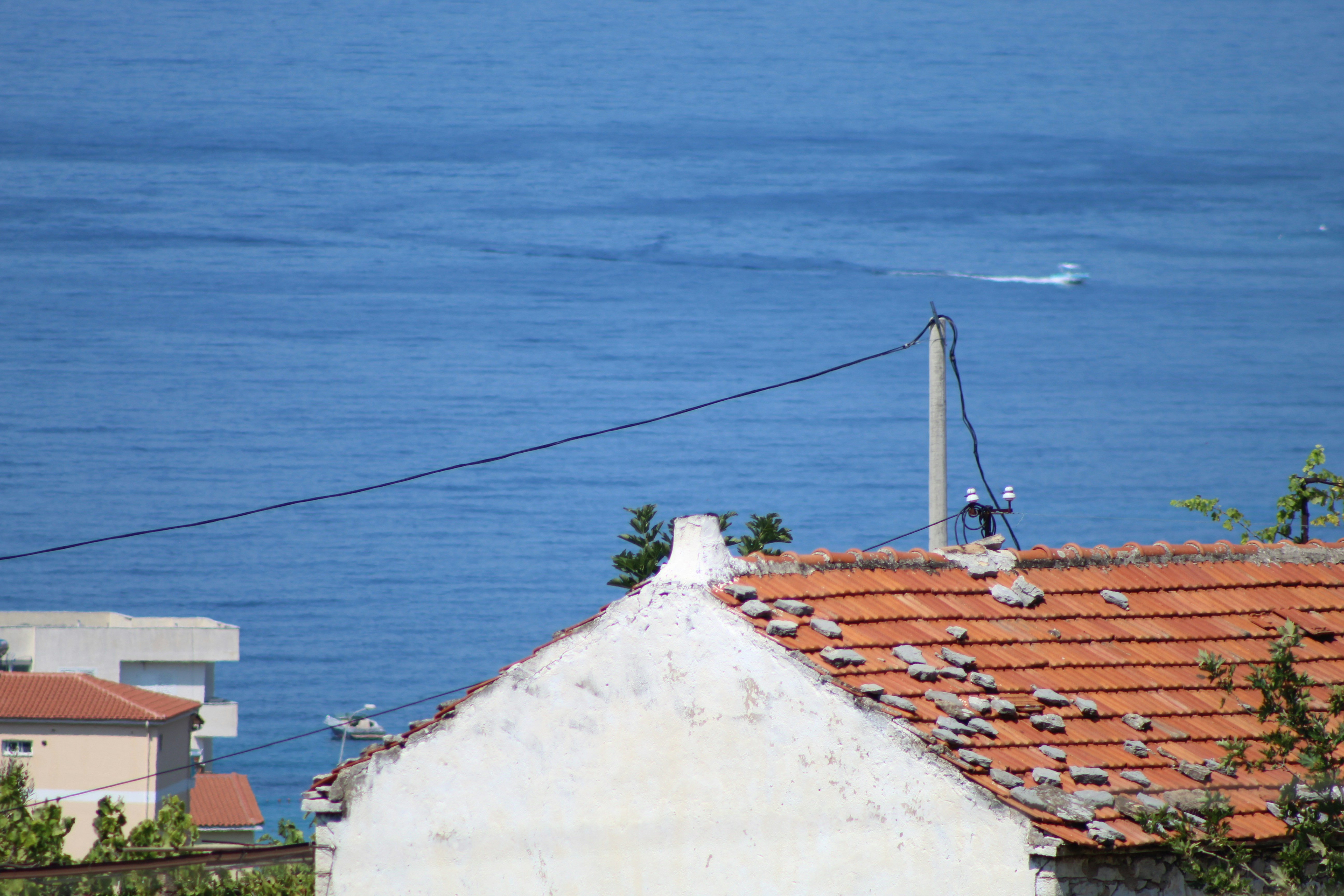 a view of a body of water from a roof