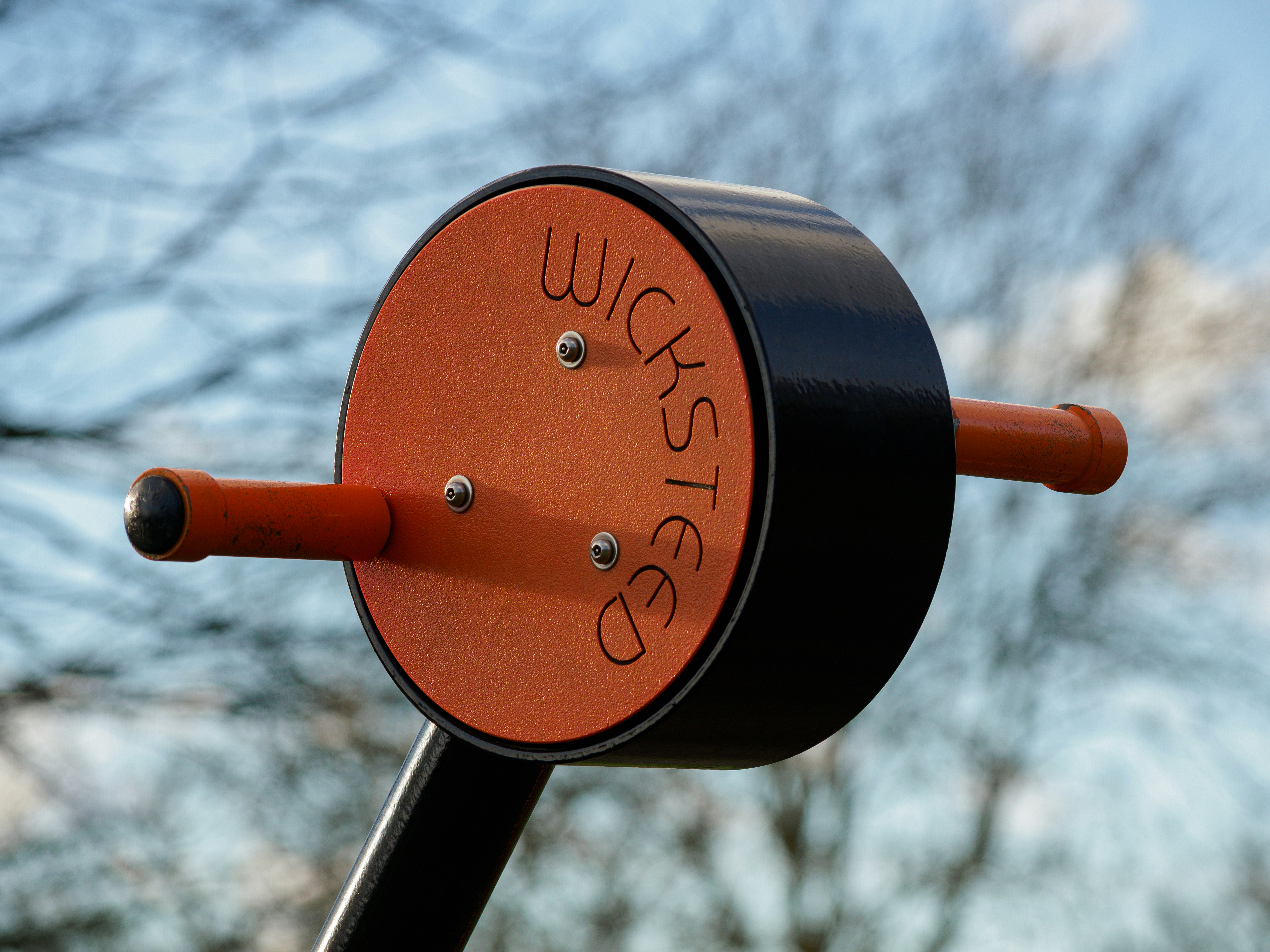 park, recreation area, exercise equipment, outdoor exercise, exercise apparatus, orange, outdoors, park, bokeh, blurred background, exercise, active, keep active, outdoors, 