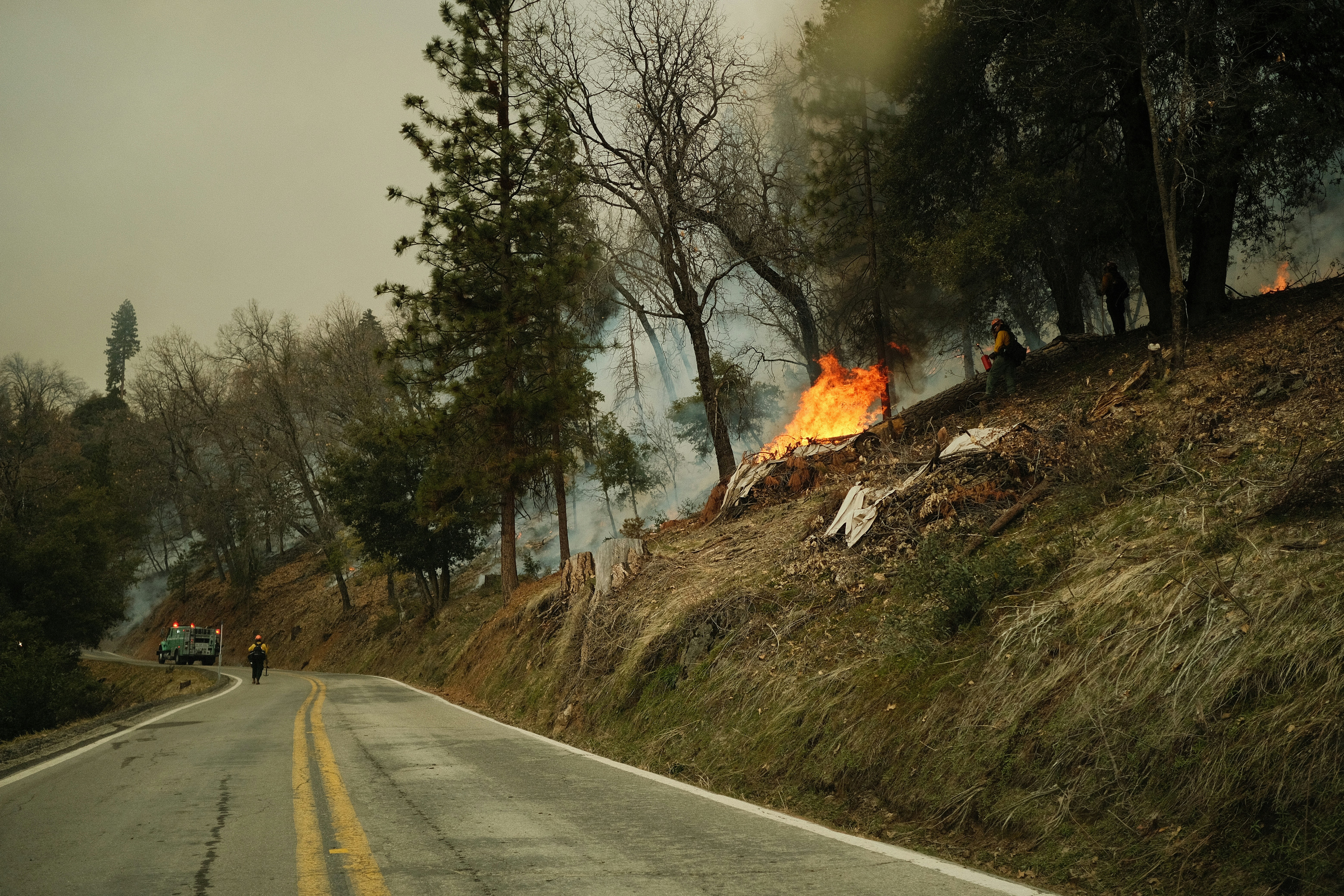A fire is burning on the side of a road photo – Free Fire Image on Unsplash