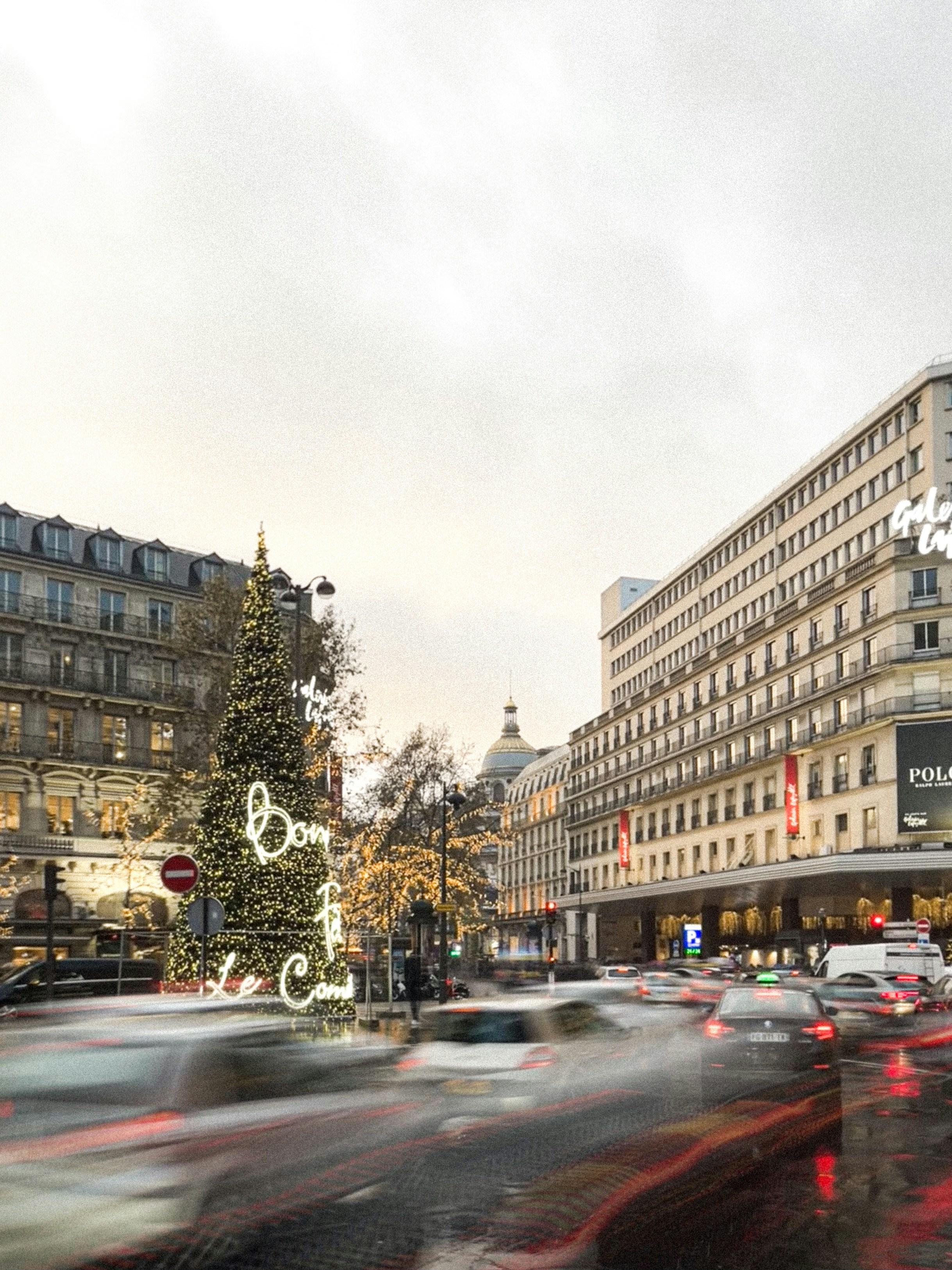 Glow of the City Tree: Festive Lights in a Parisian Street