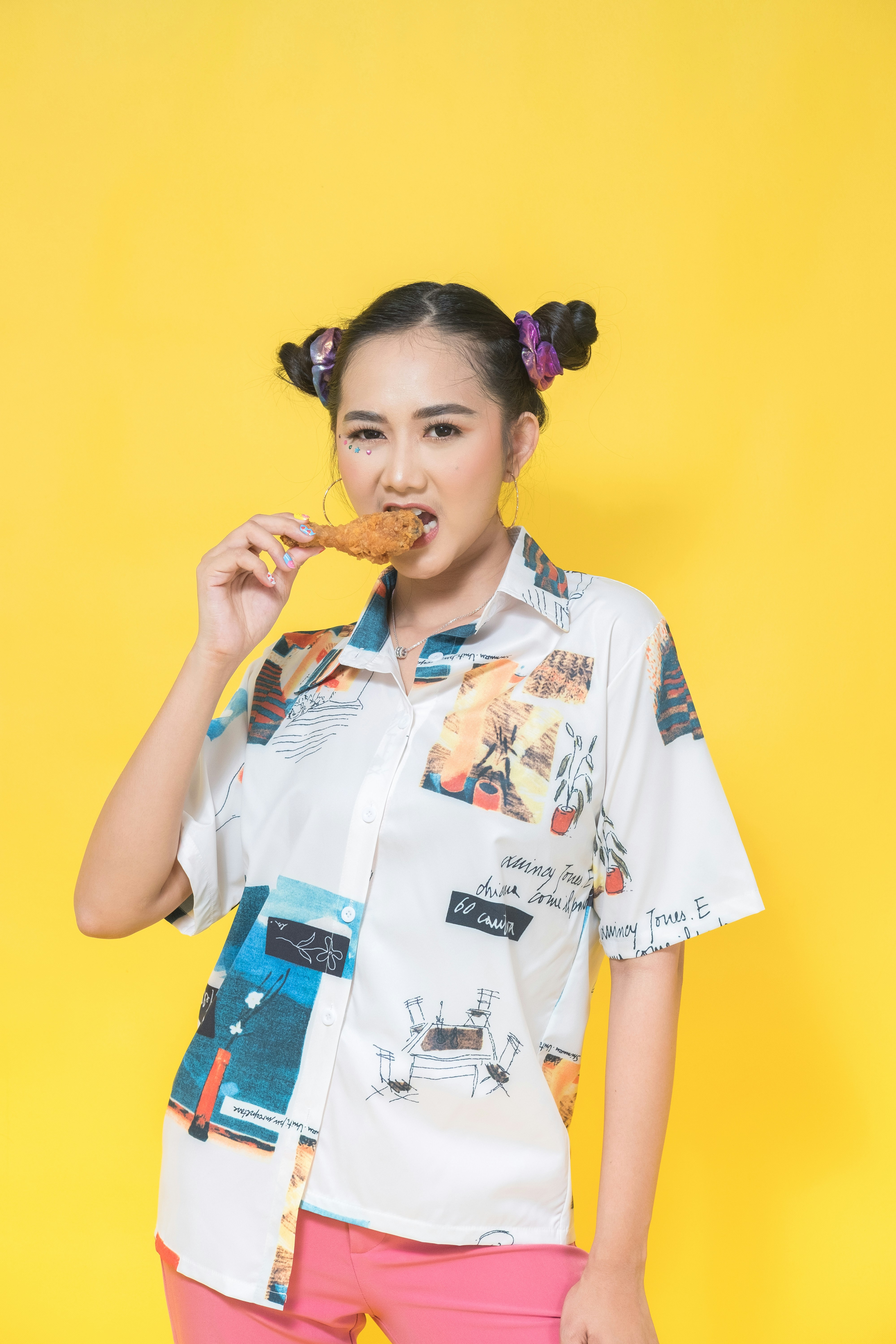 Colorful Bite: A Portrait in Bright Hue