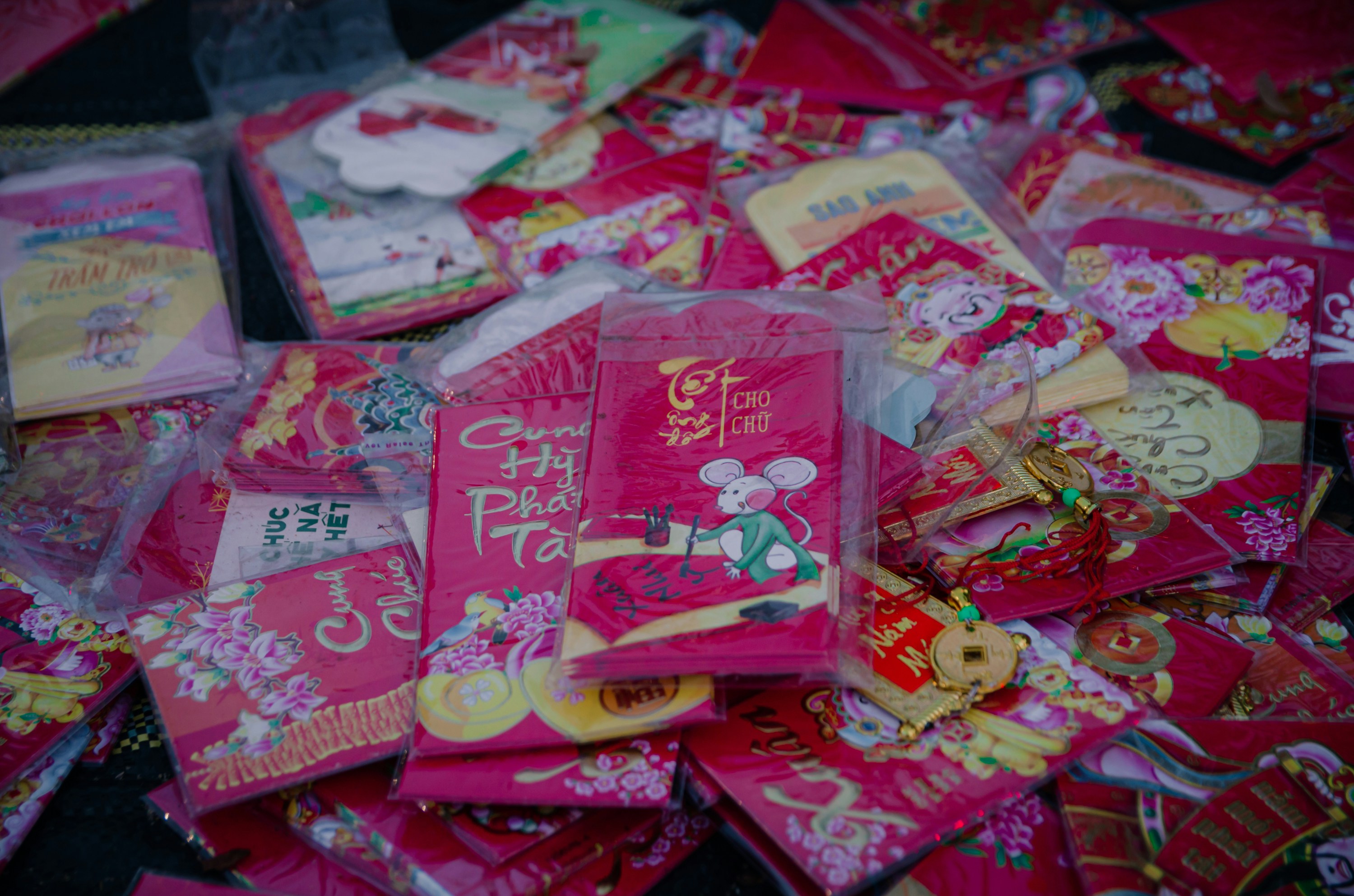 Crimson Cache: A Festive Scatter of Lunar New Year Red Envelopes