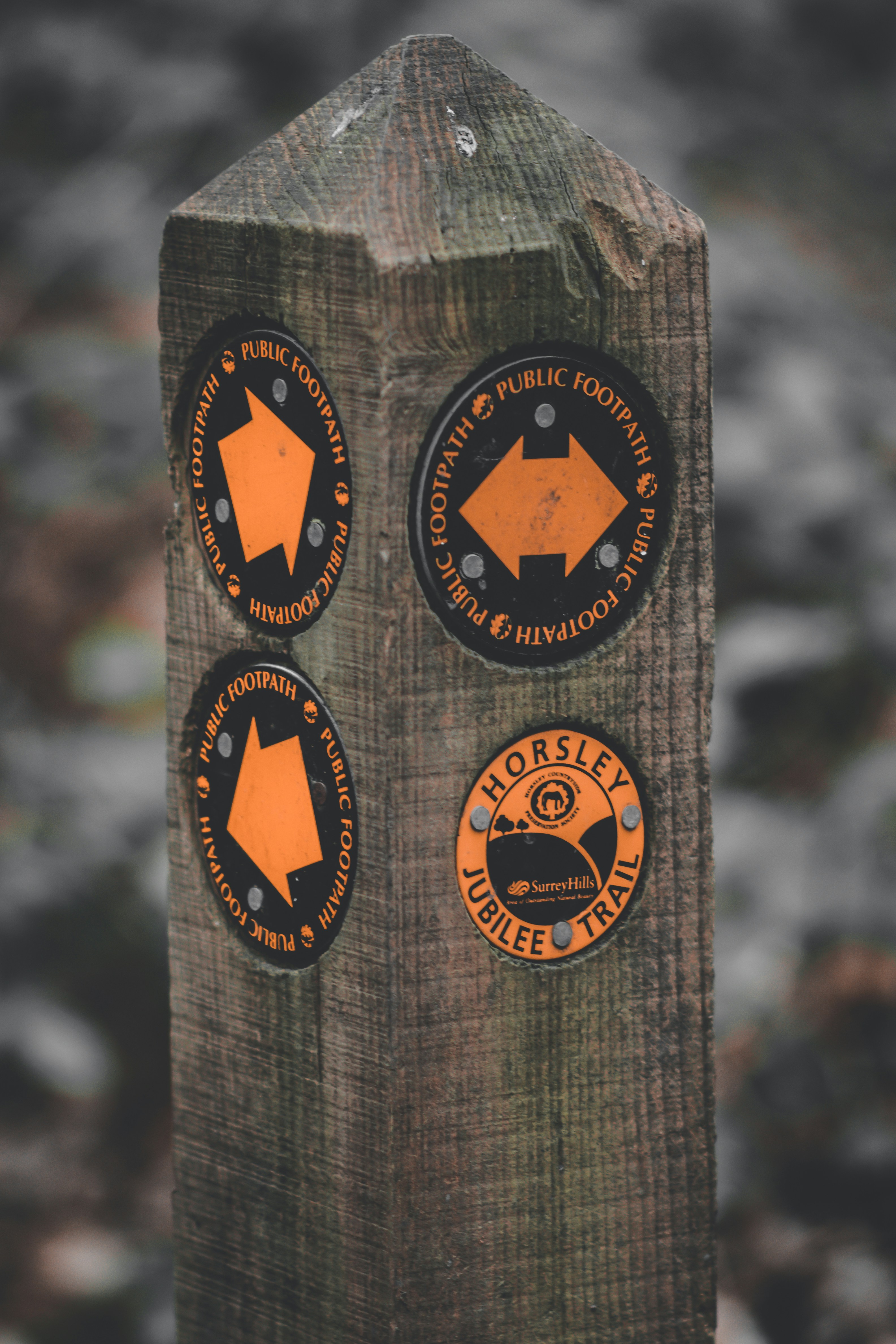 Amber Trail Beacons on a Weathered Timber Post